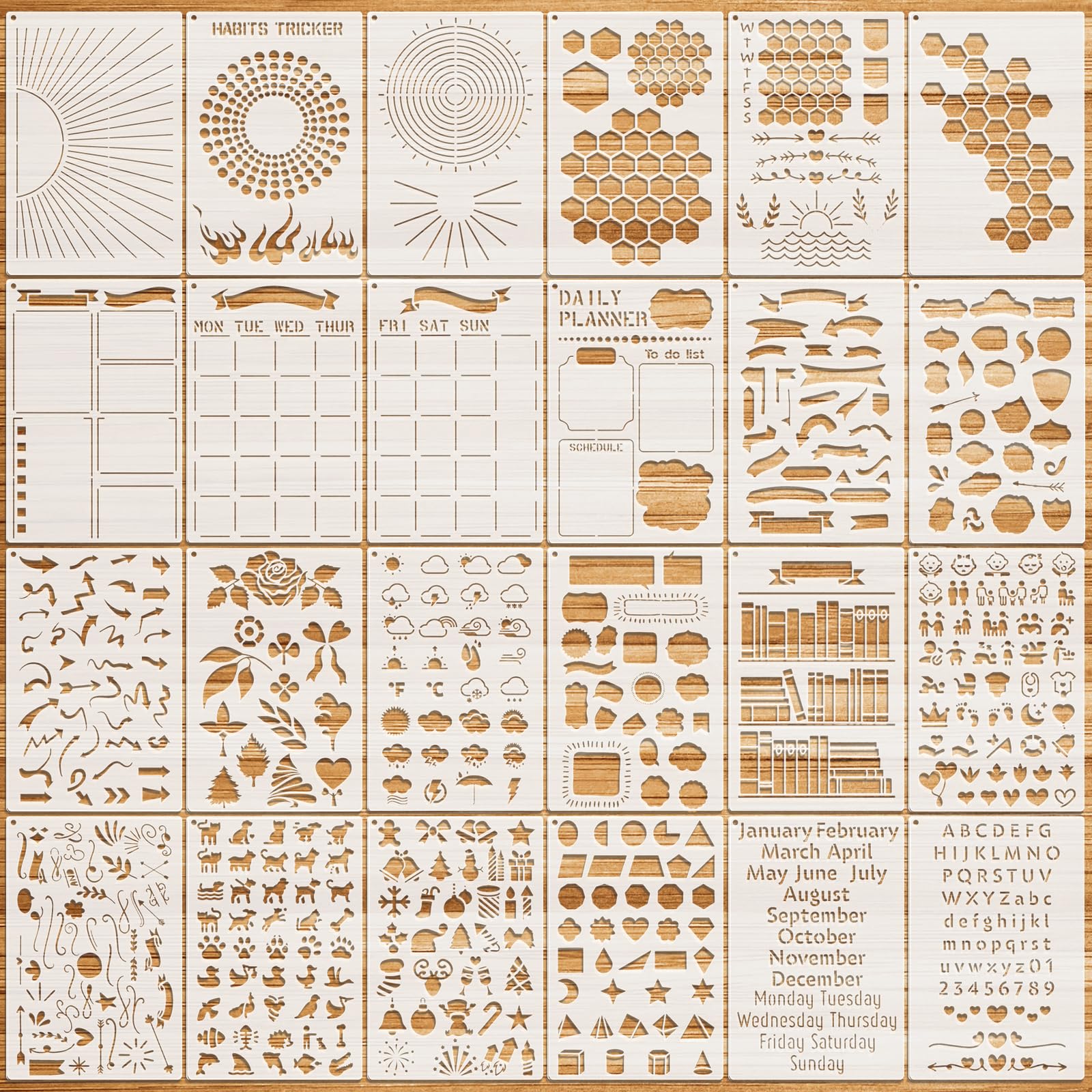OOTSR 24 PCS Journal Stencils, A13 Journal Accessories for Planner ...