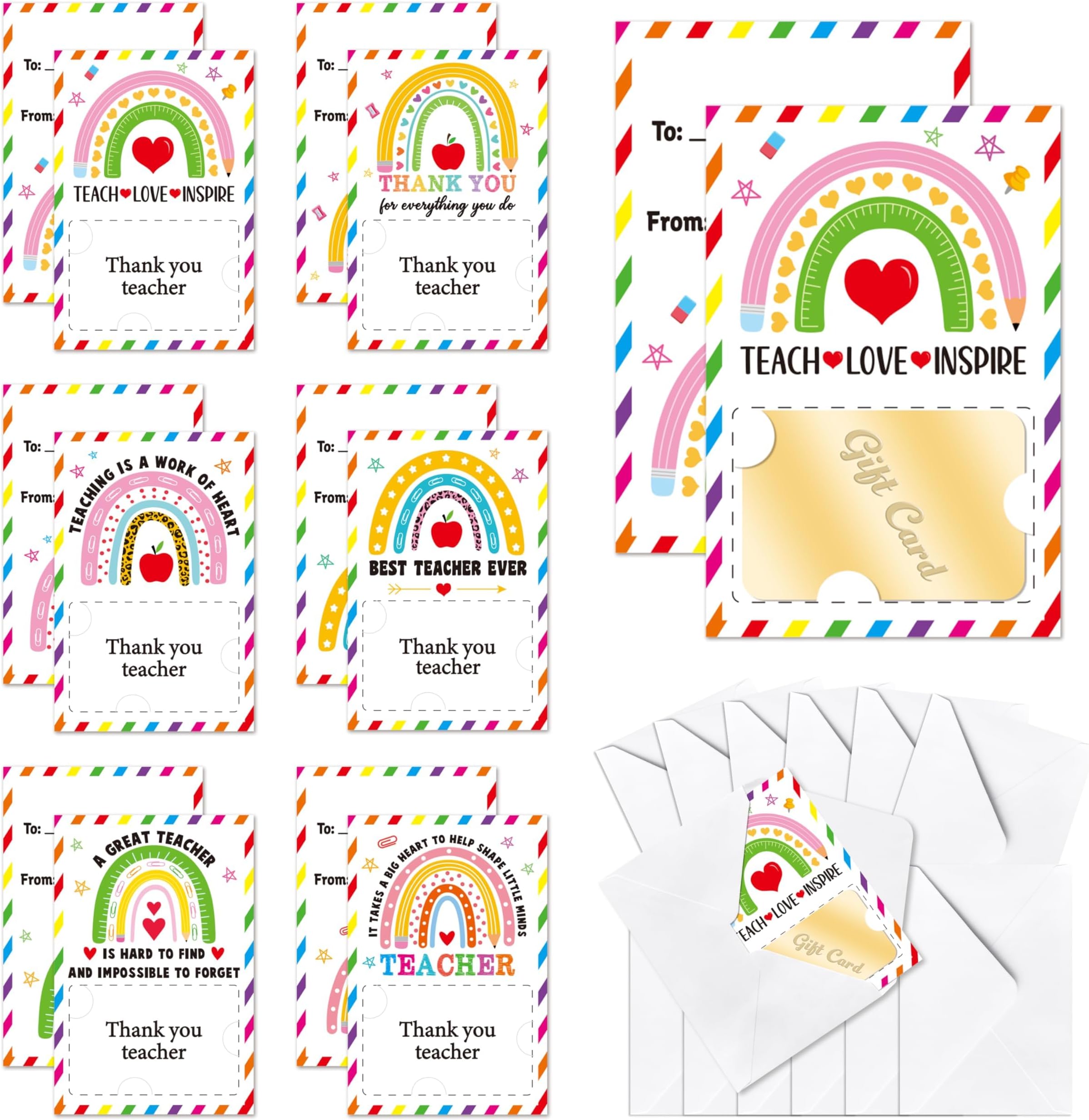 Amazon.com : ReliThick 48 Pcs Teacher Appreciation Gift Card Holders ...