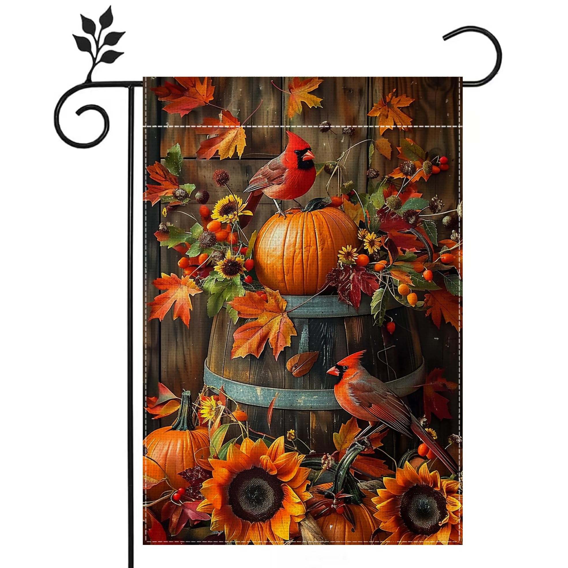 Amazon.com : Cardinal Fall Garden Flag for Outside, Fall Pumpkin ...