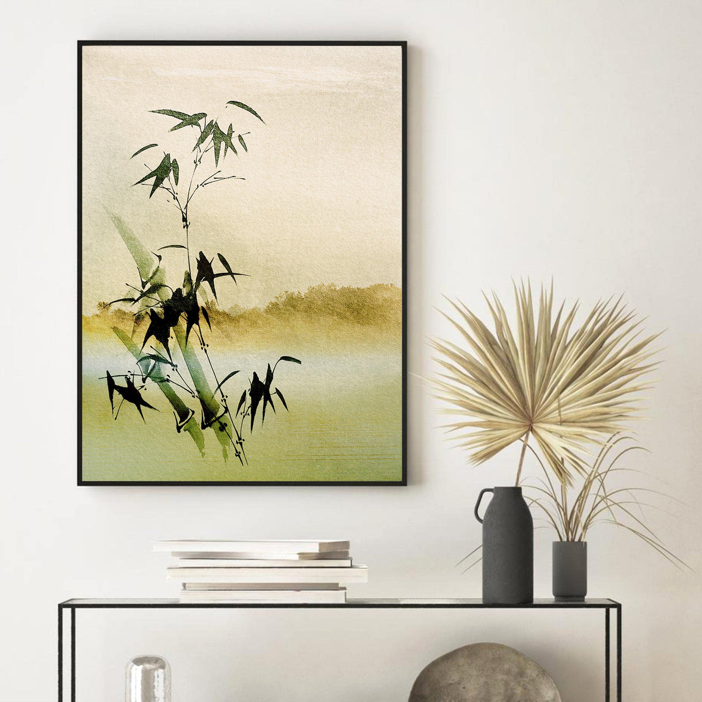 Bamboo Frame With Canvas Palm Print With Bamboo Frame 4 Styles
