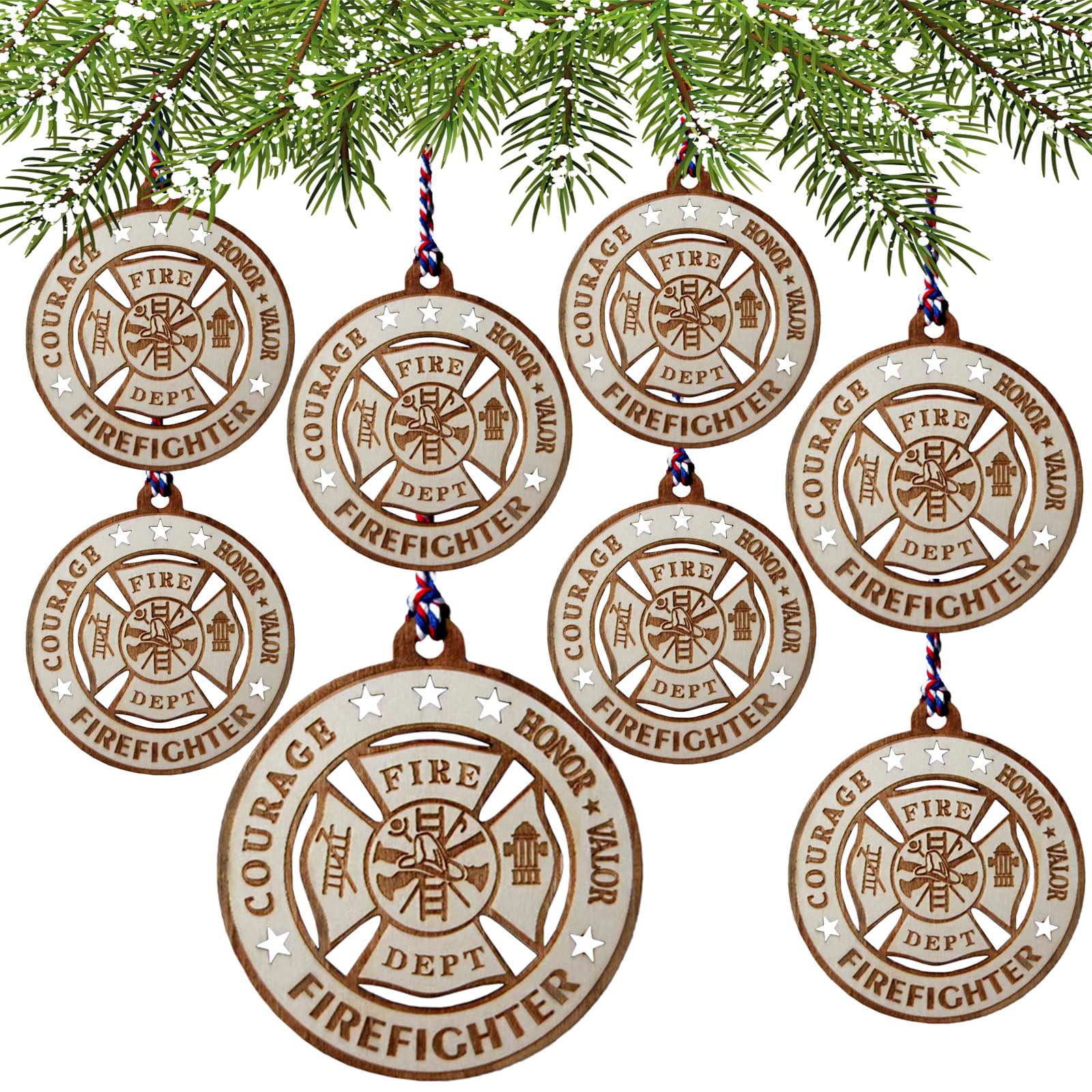 Amazon.com: SOVOEY 8PCS Firefighter Christmas Ornament - Firefighter ...
