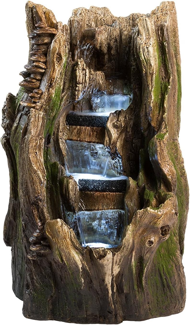 Amazon.com: 22" Cypress Log Indoor/Outdoor Water Feature: Tiered Garden ...