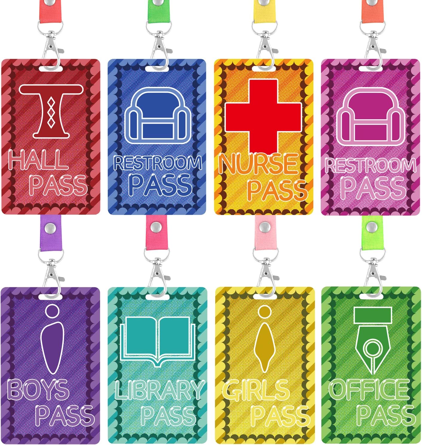 Amazon.com: 8 Pieces Classroom Hall Passes Lanyards Durable Hall ...