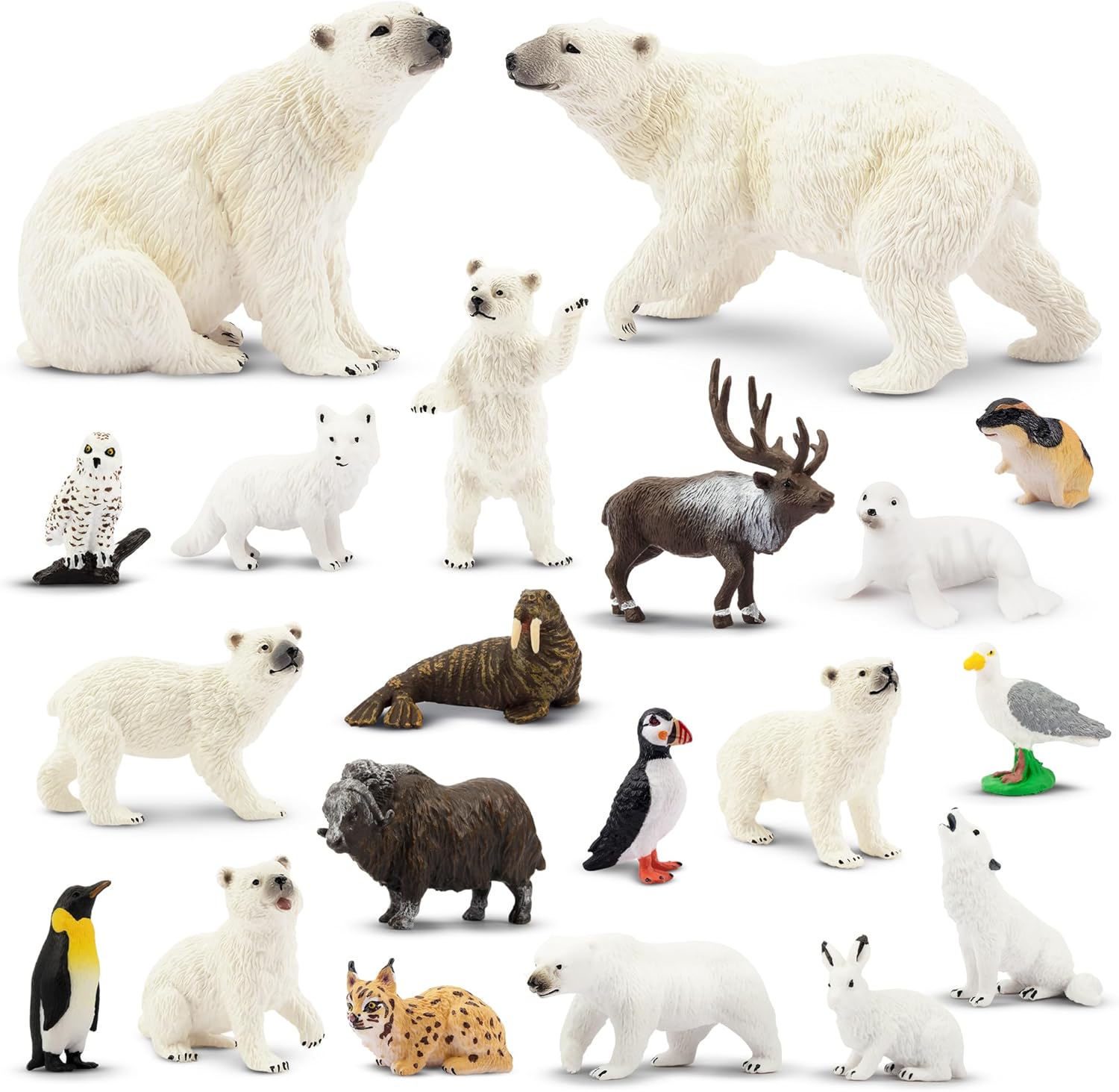 Amazon.com: Toymany 18PCS Arctic Animals Figurines Set, Polar Animals ...