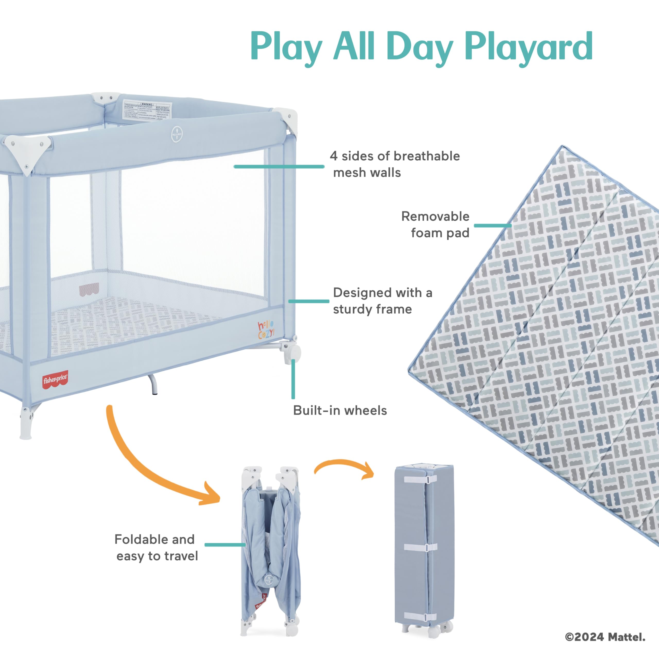 Snapklik.com : Fisher-Price Play All Day Baby Playard In Moon Mist