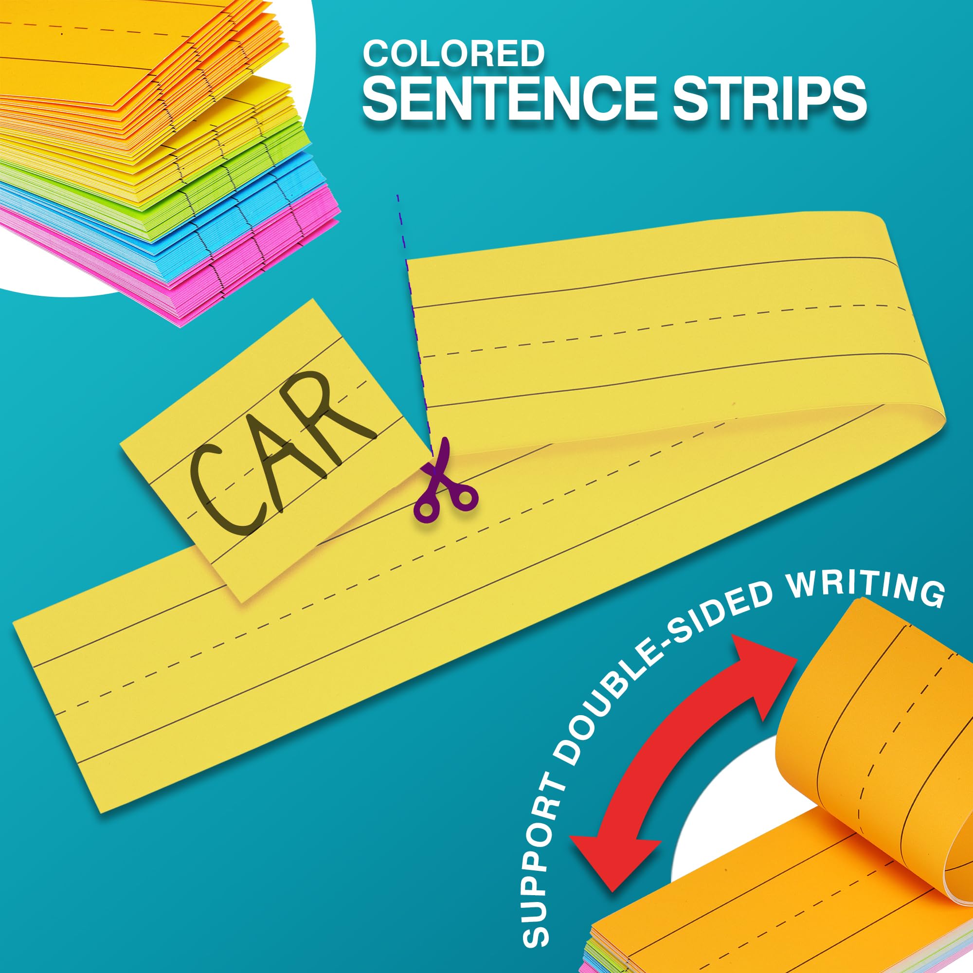 Snapklik.com : Chell Colored Sentence Strips Cardstock, Pack Of 100, 3 ...