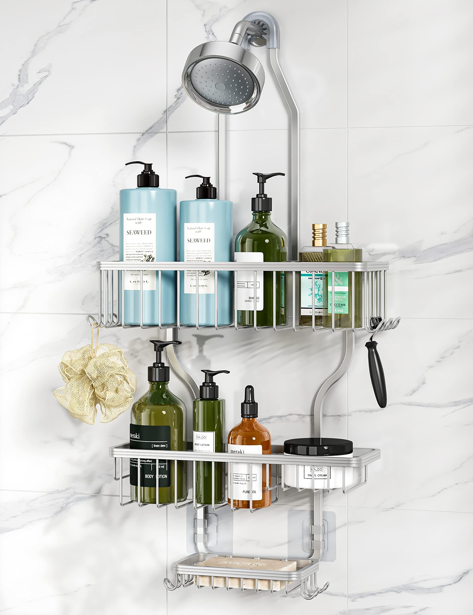 Amazon.com: Kadolina Bathroom Hanging Shower Organizer, Over Head ...