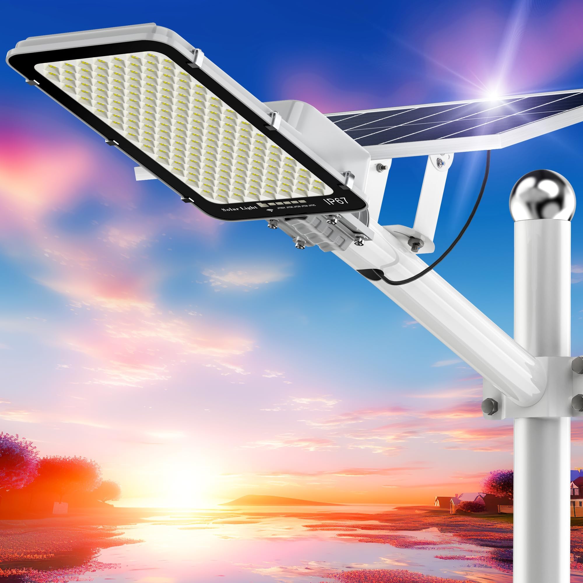 BUYTHA 1000W Solar Street Lights Outdoor, LED Solar Outdoor Lights ...