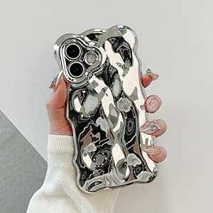 UEEBAI Case for iPhone 16, Cute Solid Color Curly Wave Shape Shockproof Soft TPU Bumper Phone ...