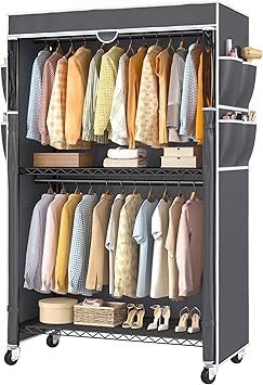 REIBII Clothes Rail, Heavy Duty Clothes Rails for Bedroom, 204 CM (H ...