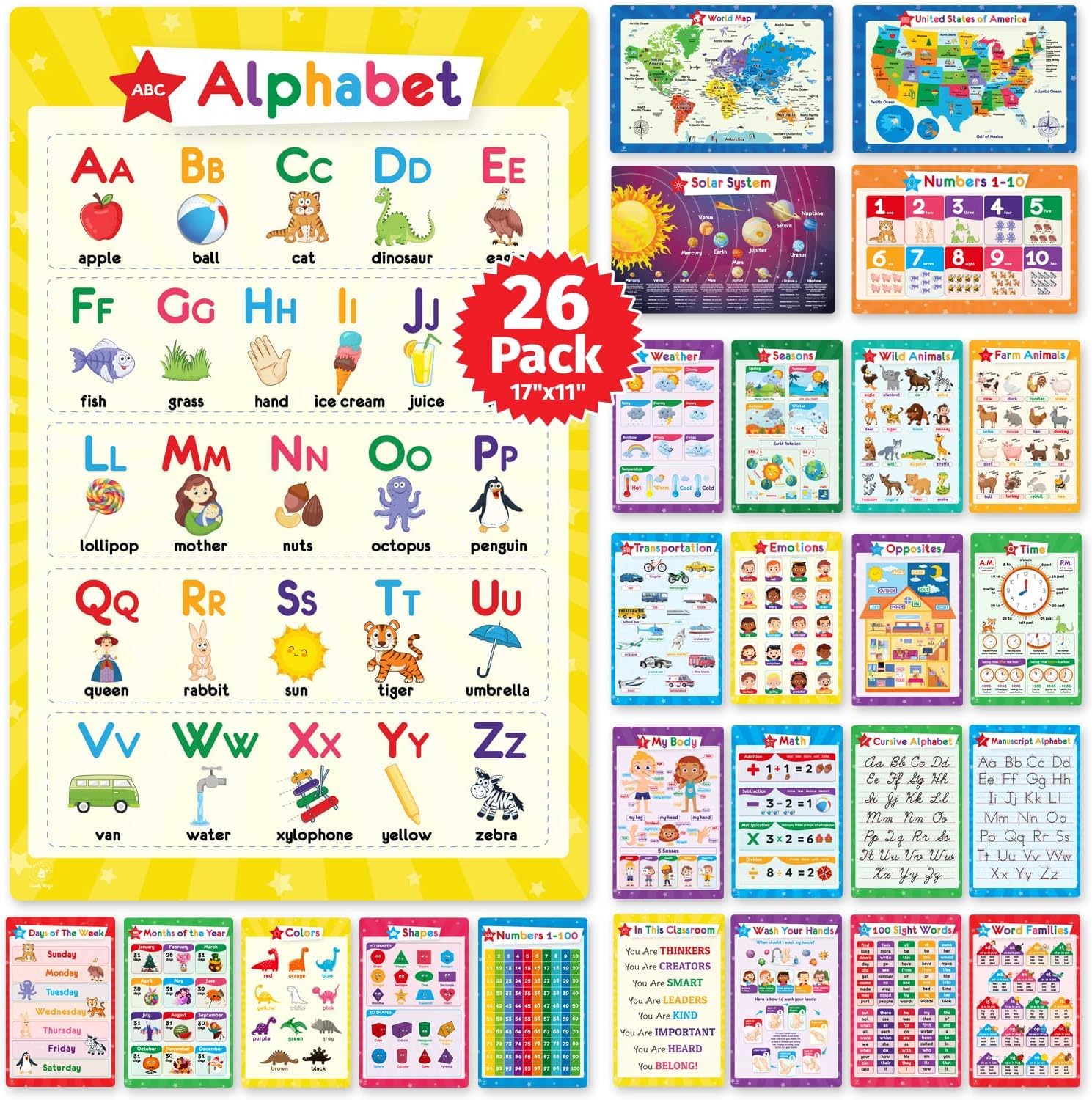 26 Set Of 52 Vibrant Educational Posters For Toddlers Kids | Desertcart ...