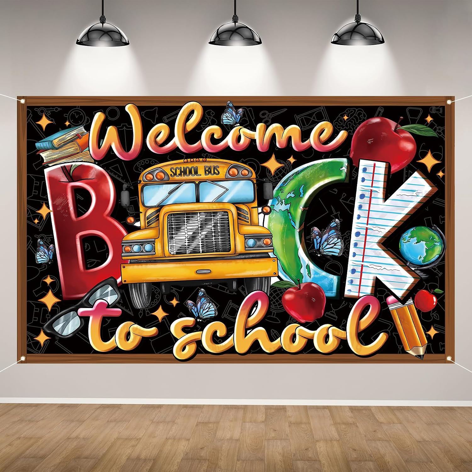 Amazon.com : Welcome Back to School Backdrop, School Bus First Day of ...