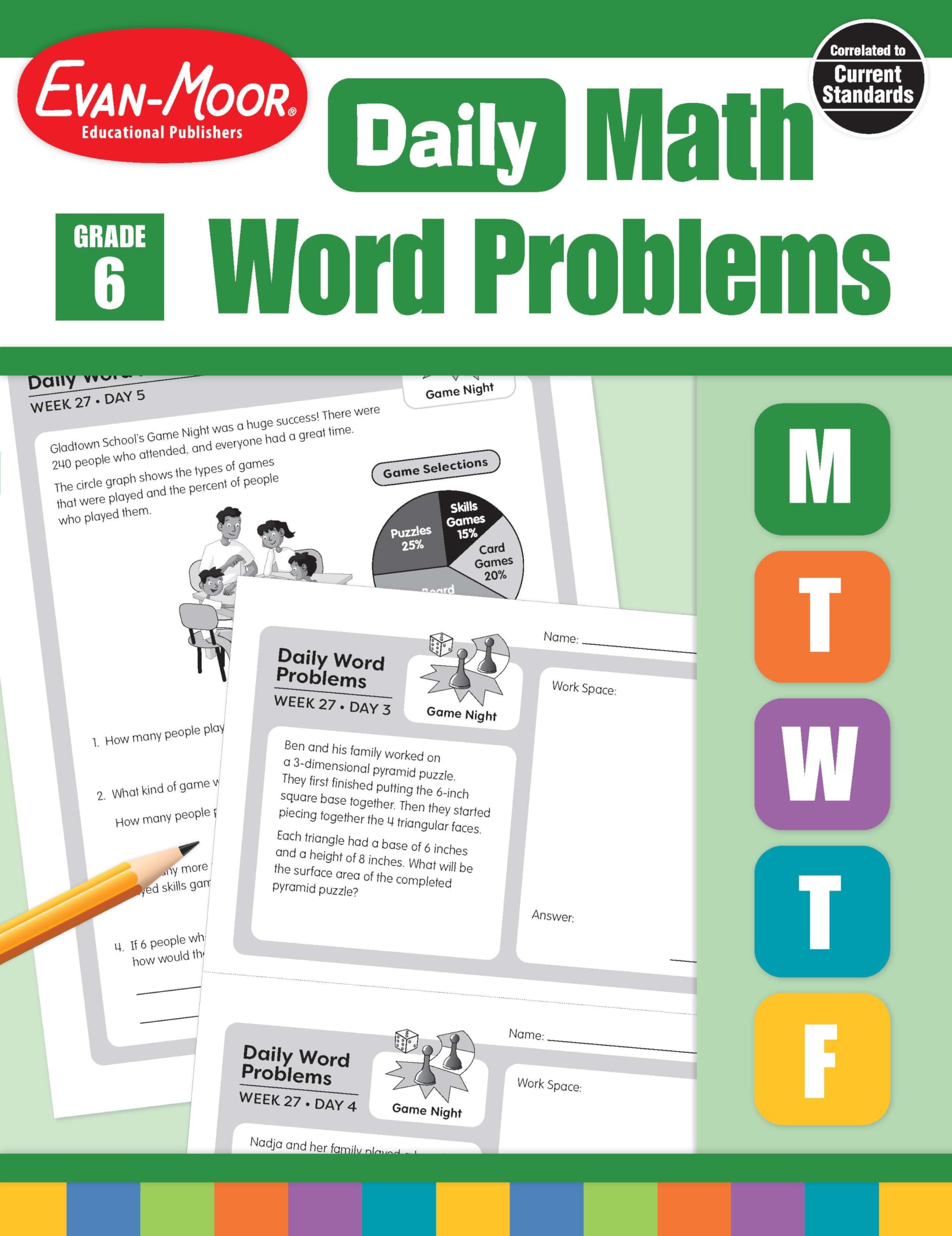 Snapklik.com : Evan-Moor Daily Word Problems, Grade 6, Homeschooling & Classroom Resource ...