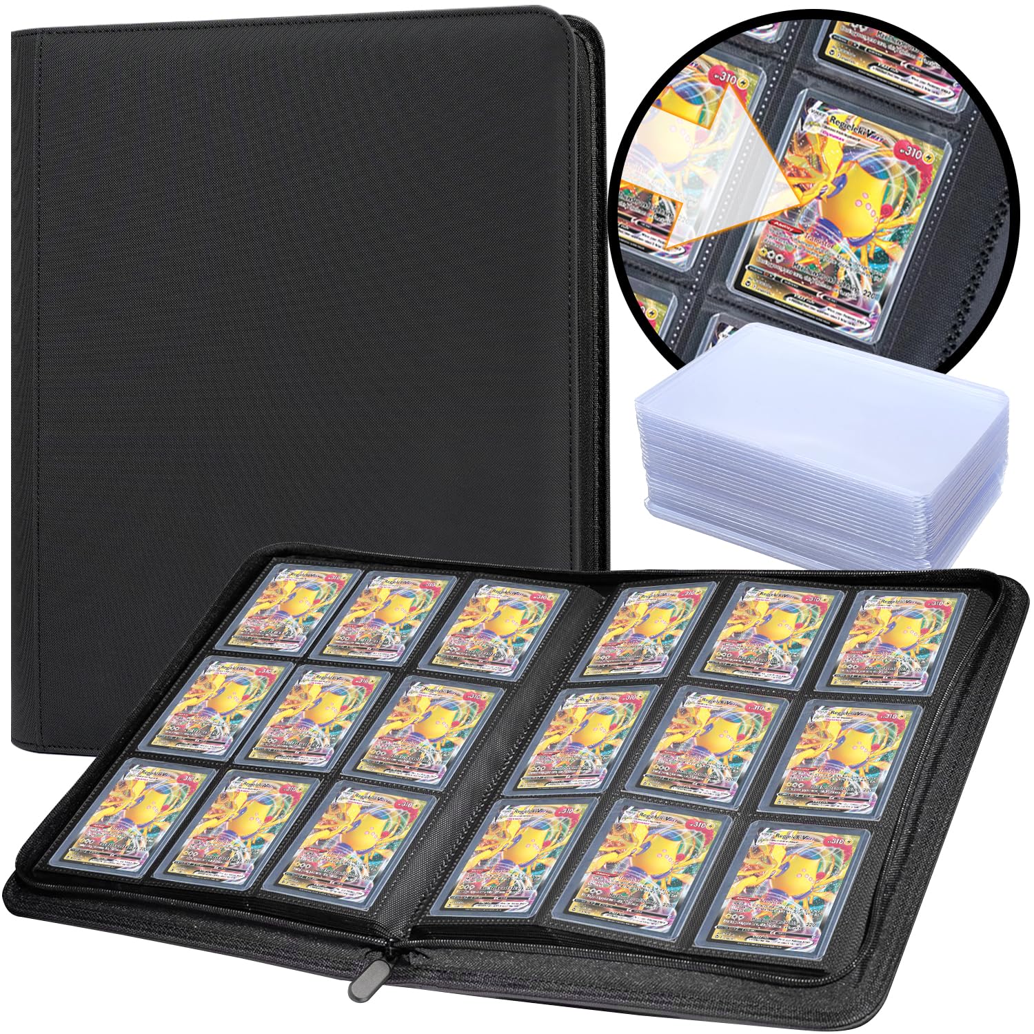 Amazon.com: HESTECH Toploader Binder,9 Pocket Top Loader Binder,Holds ...