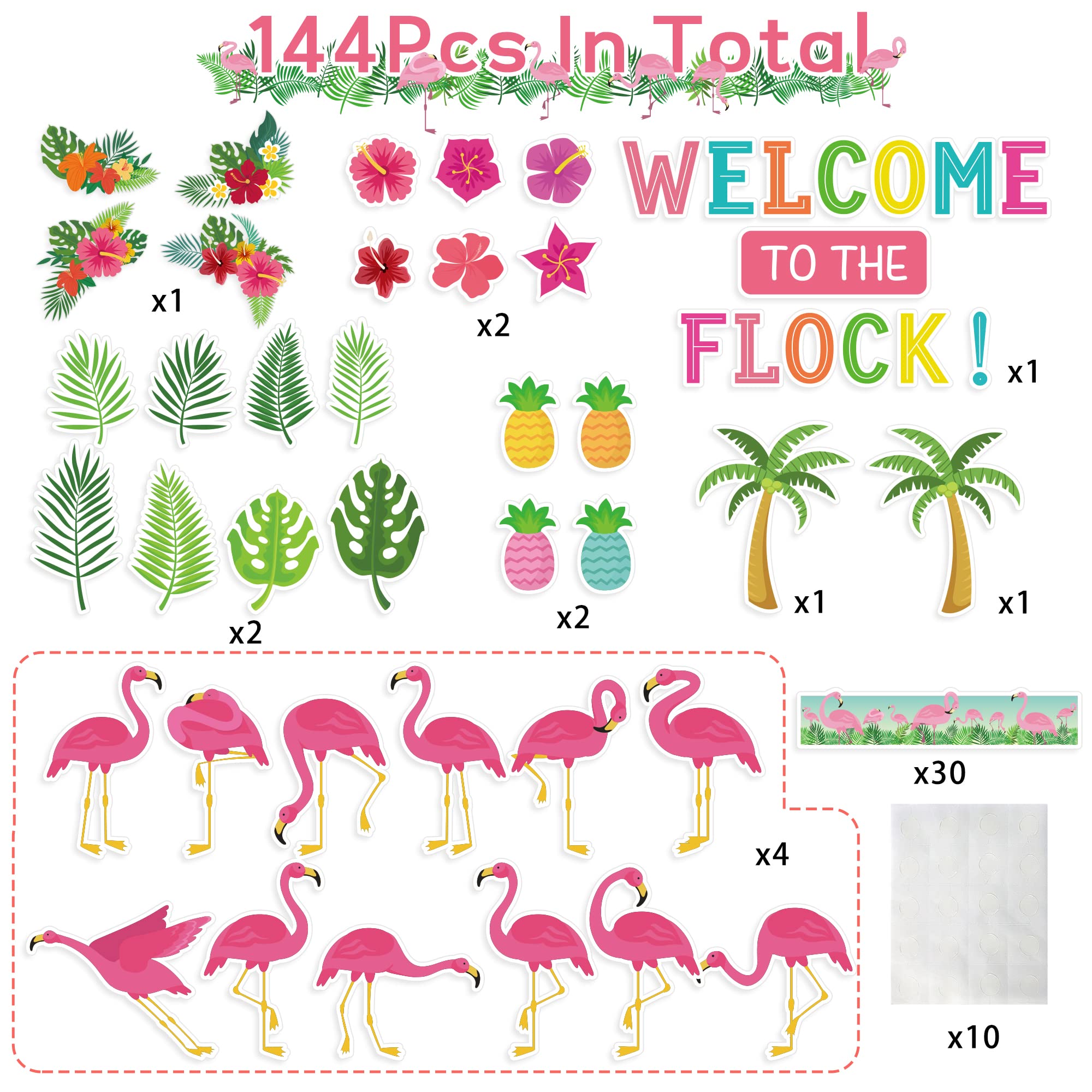 Snapklik.com : AsodSway 144Pcs Summer Flamingo Cutouts Student Back To ...