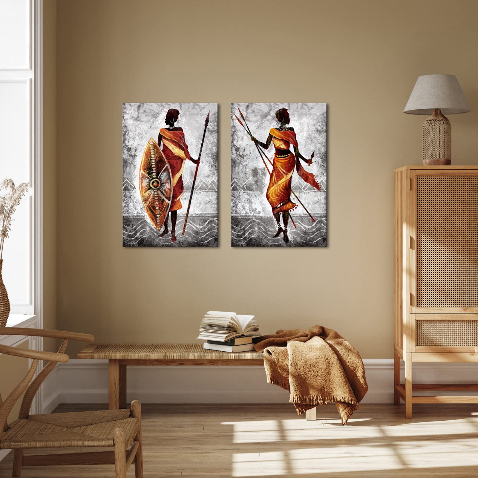 Derkymo 2 Pieces Native American Canvas Wall Art Abstract Colorful ...