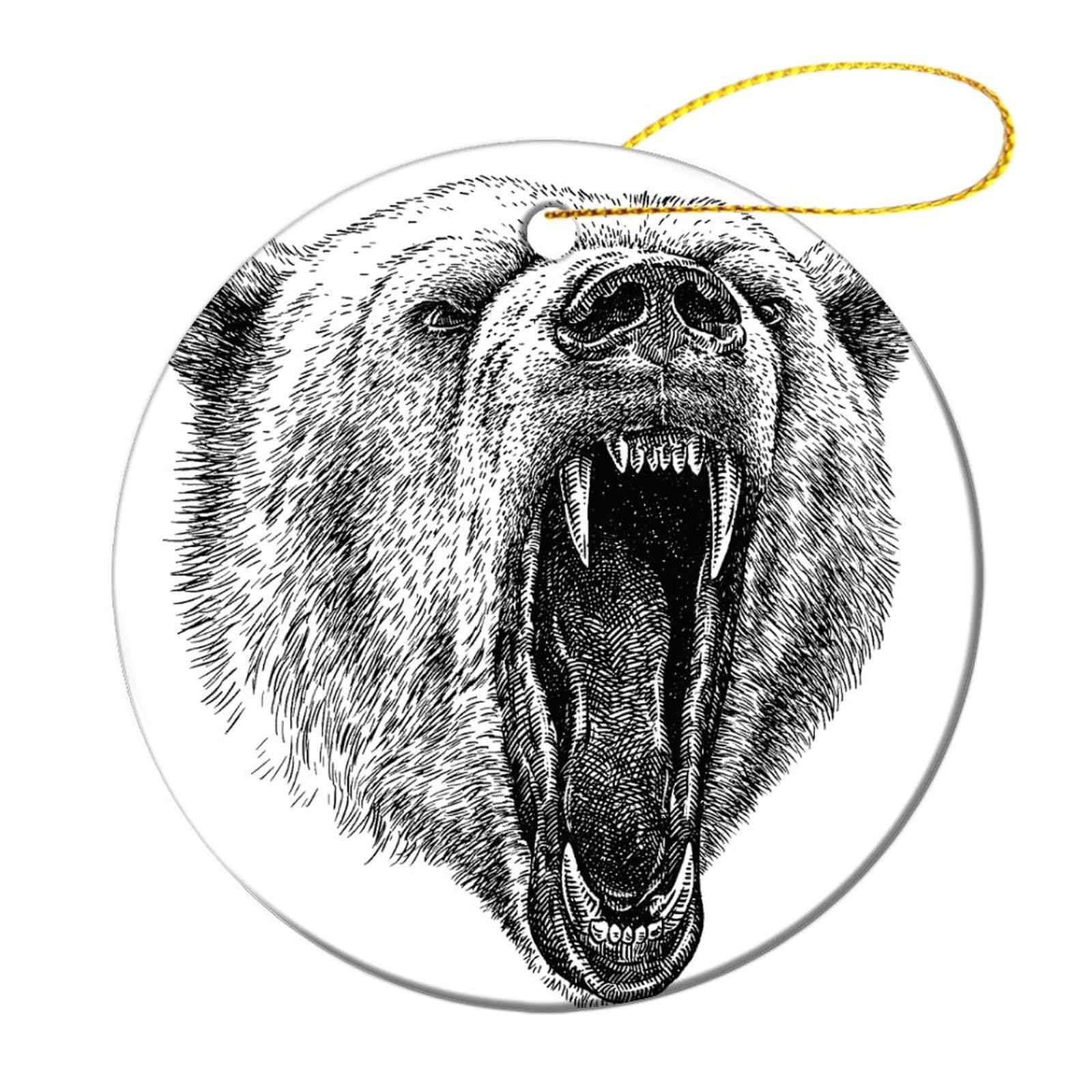 Bear Roaring Side Drawing