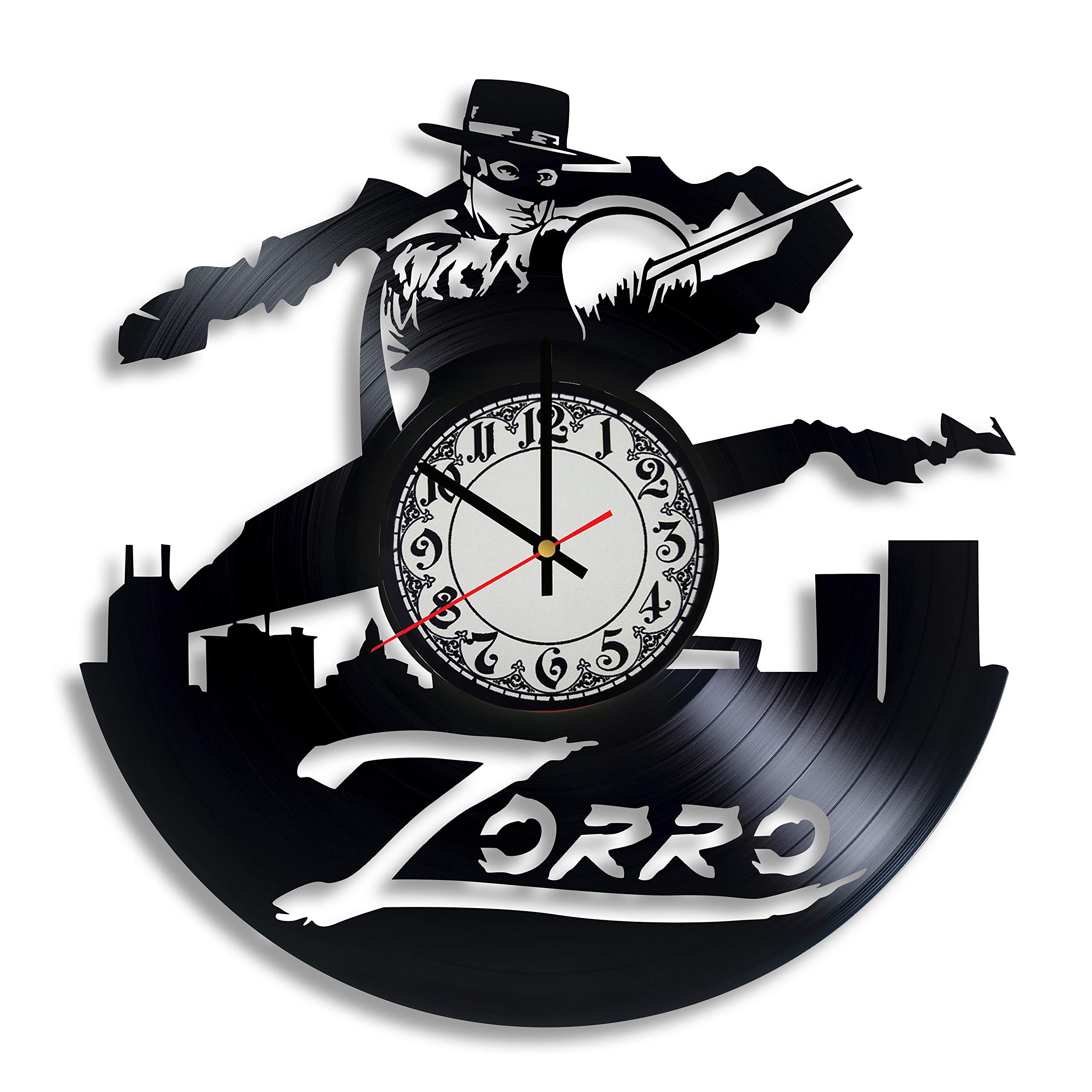 Krykavskyi Art Design Zorro Mask Vinyl Wall Clock Zorro Sword ...