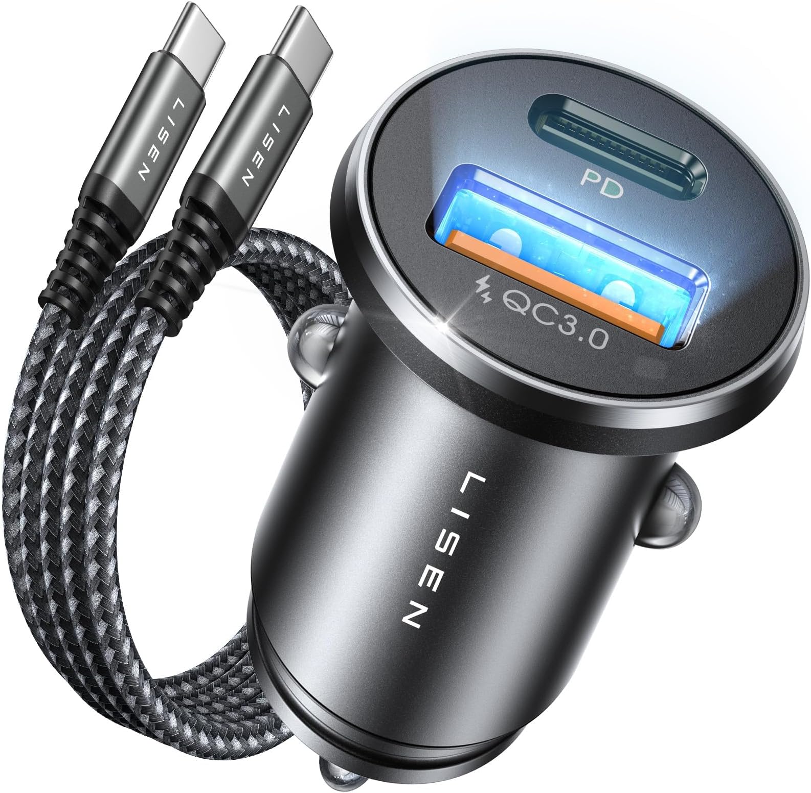 Amazon Basics USB-C (18W) with Power Delivery and USB-A (12W) Car ...