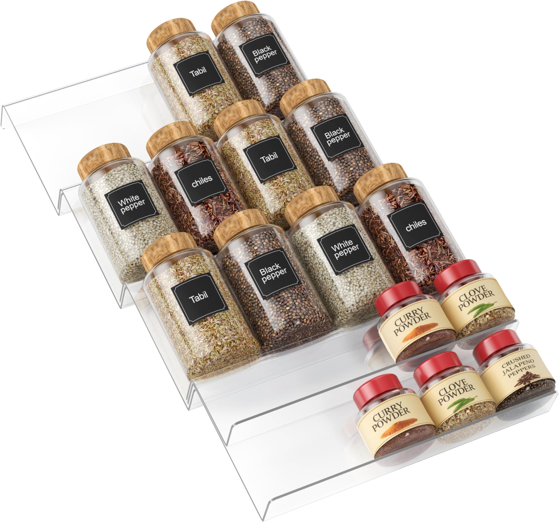 Amazon.com: COXWANG Acrylic Kitchen Spice Rack,Acrylic Spice Organizer ...