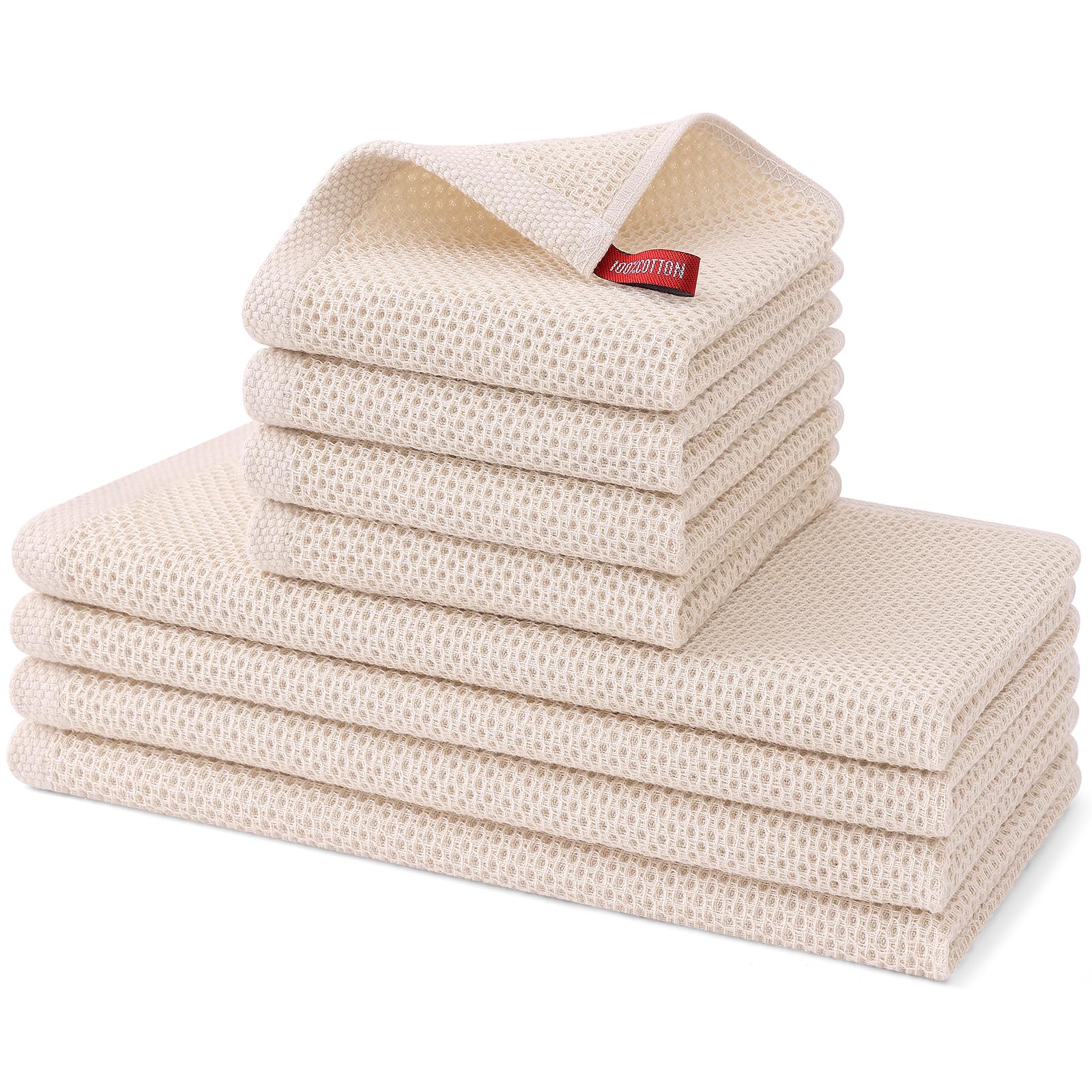 Snapklik.com : 100% Cotton Kitchen Towels And Dishcloths Set, 8 Pack-13 ...