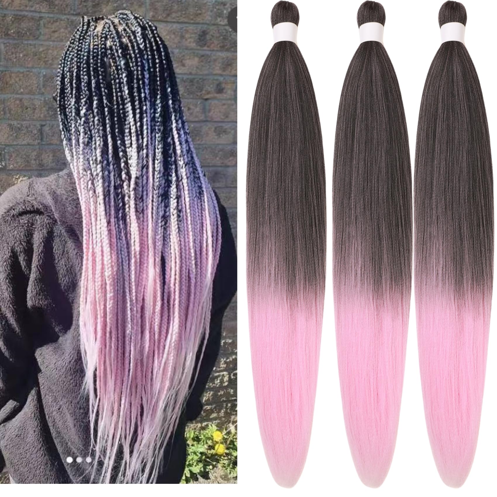 Snapklik.com : Pink Braiding Hair Pre Stretched Ez Braid Knotless ...