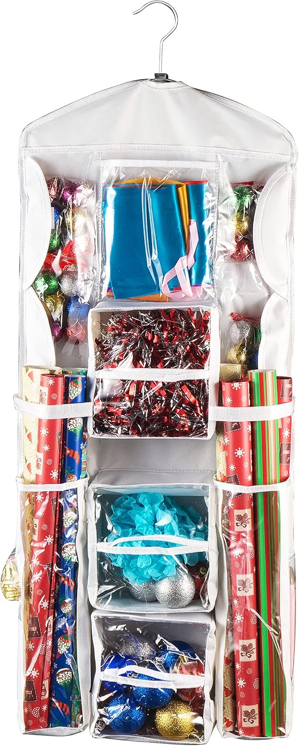 Amazon.com: Wrapping Paper Storage Organizer- Dual Sided Hanging Gift ...