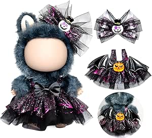 Amazon.com: Halloween Clothes for Labubu Doll, 2-Piece Devil Angel ...