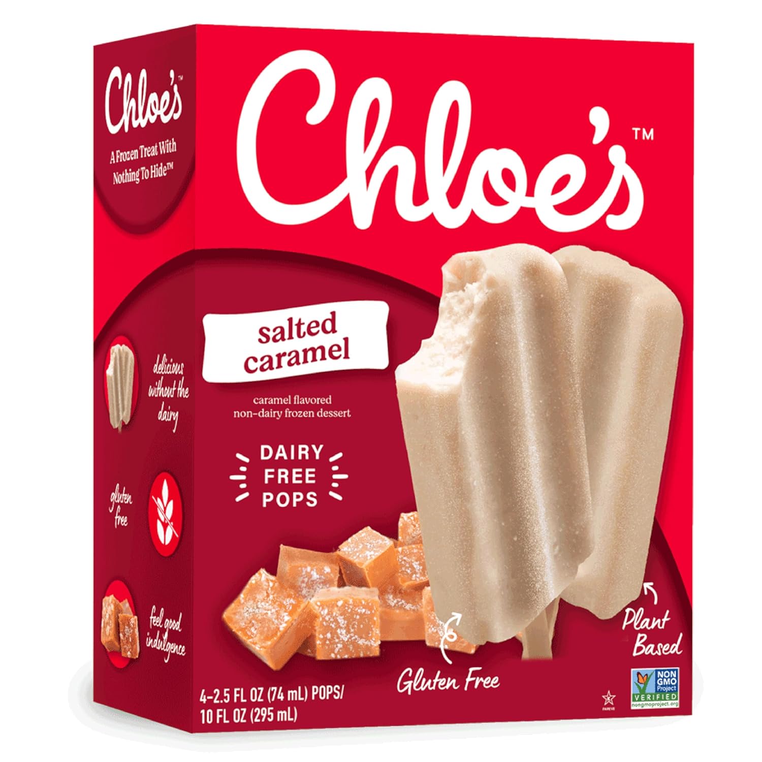 Amazon.com: Chloe's Pops Salted Caramel Oatmilk Pops, 2.5 Oz (Frozen ...