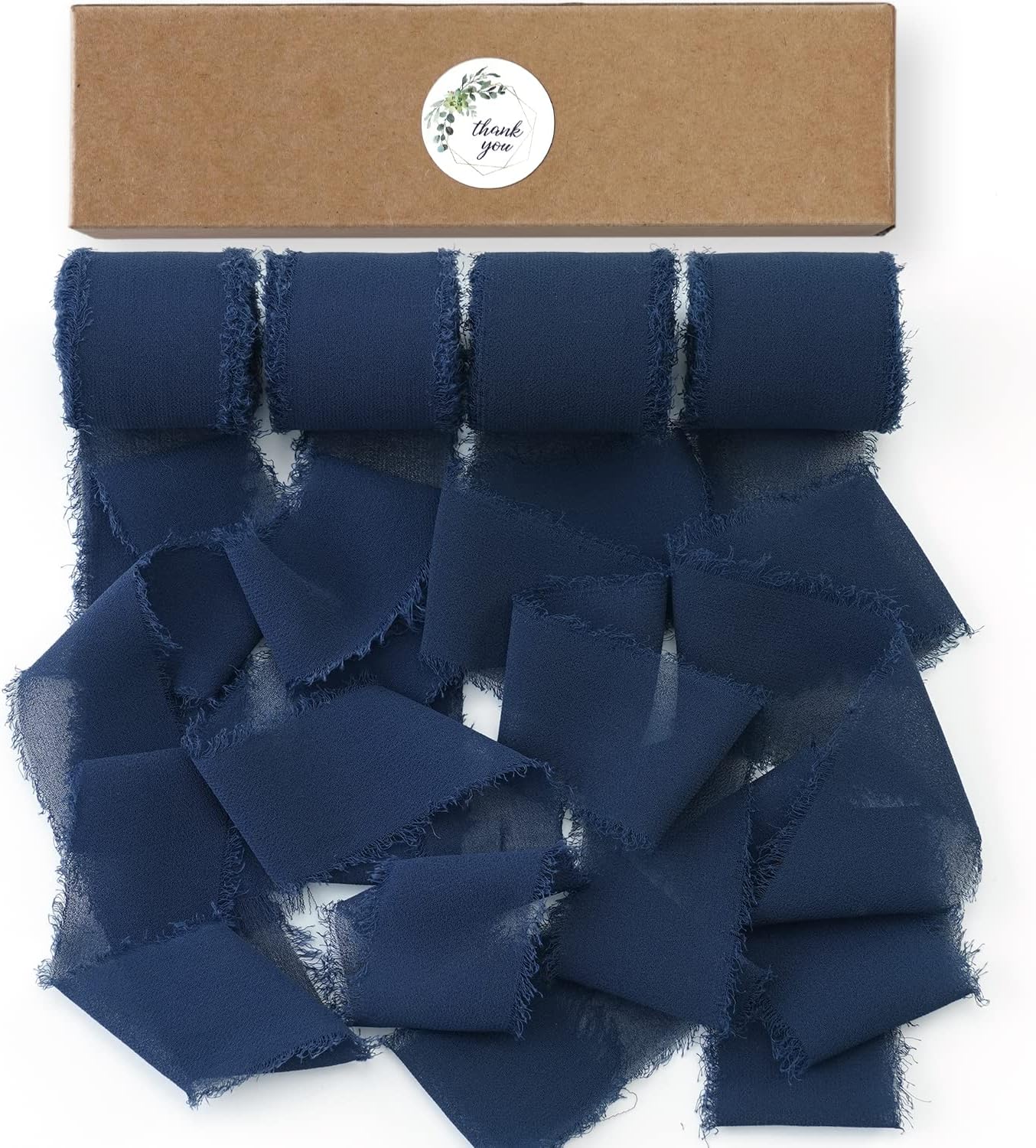 Amazon.com: Olalaka 24Yd 4 Rolls Navy Blue Handmade Fringe Chiffon Silk ...