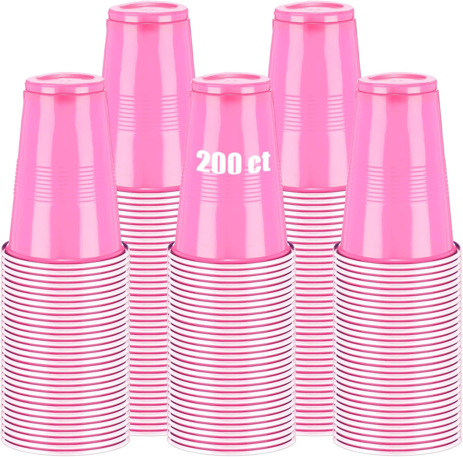 Amazon.com: 200 Count Pink Cups Plastic Disposable Bachelorette Party ...