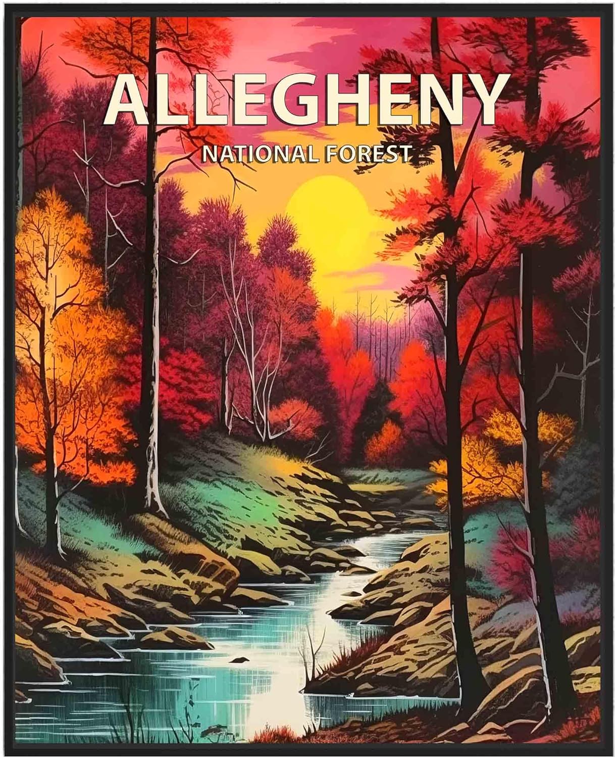 Amazon.com: Allegheny National Forest Poster Art Print Retro Mountain ...