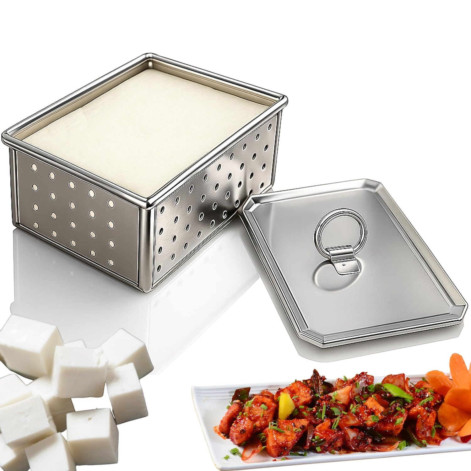 Paneer Maker Steel – 12.5 x 10.5 x 6.4cm | Large | 650 ML | Stainless ...