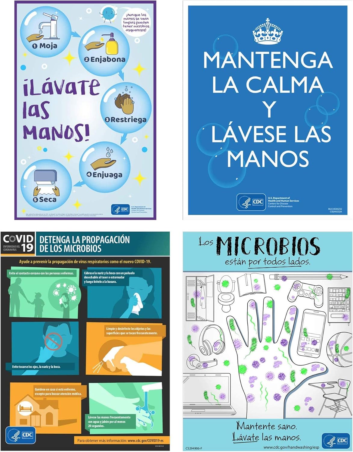 Amazon.com: ABGPrint SPANISH Coronavirus COVID-19 CDC Awareness Poster ...