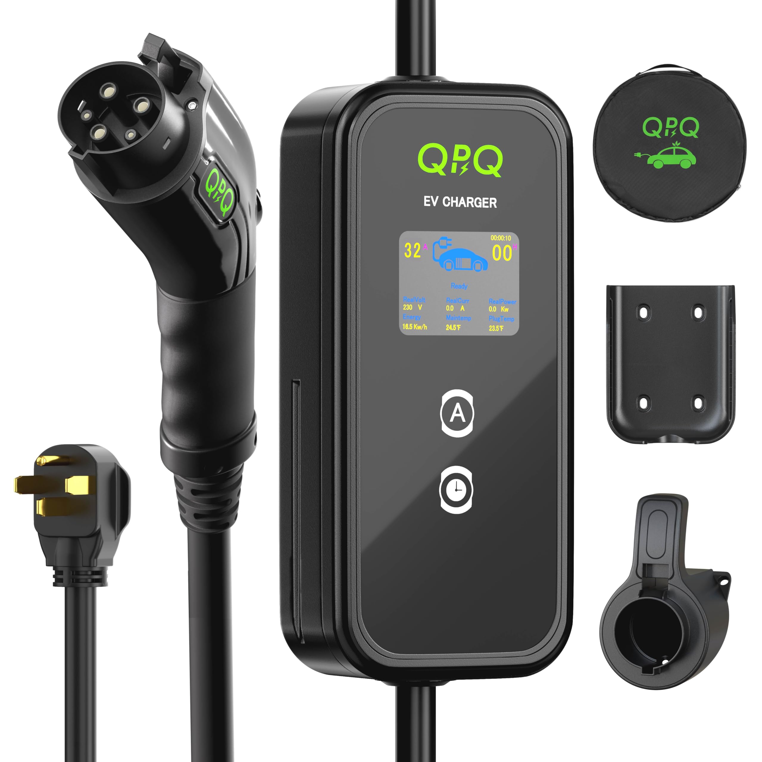 Amazon.com: QPQ Level 1-2 EV Charger 32Amp Portable Level 1&2 EV ...