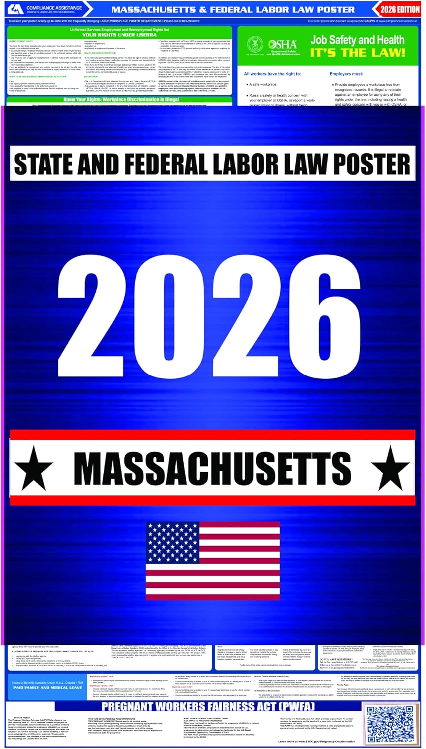 2026 Massachusetts (MA) State Labor Law Poster - State, Federal and ...
