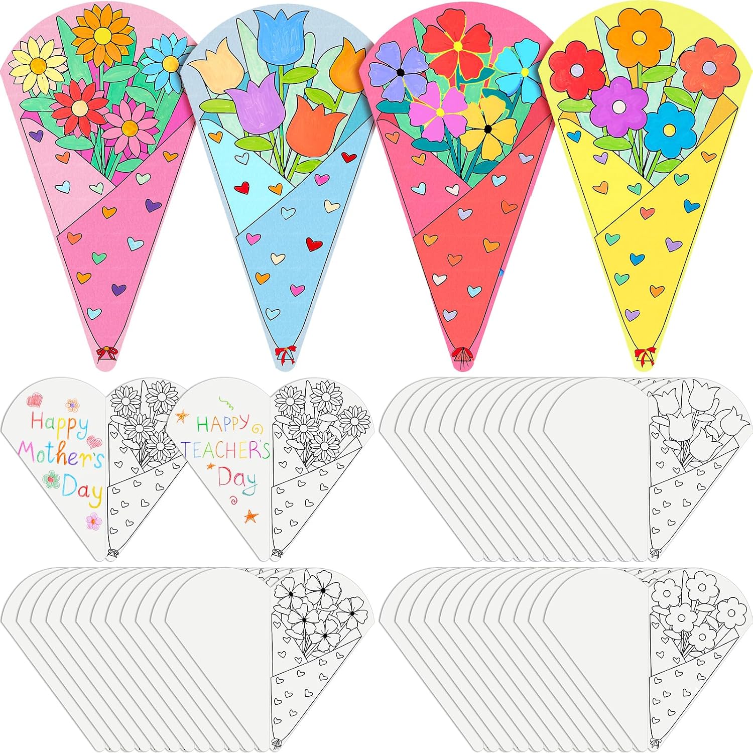 Amazon.com: Moinchore 48 Pcs Graduation Crafts Flower Bouquet Color ...