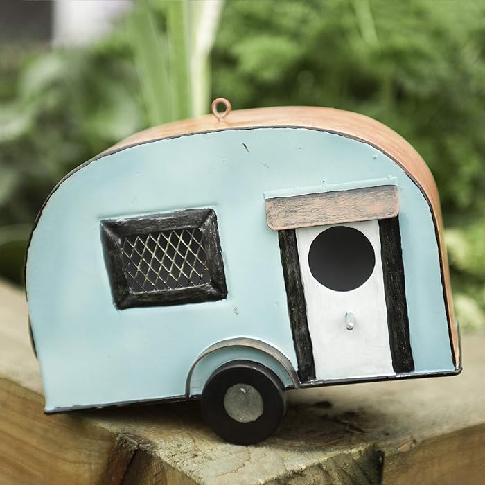 Buy garden mile® Novelty Metal Campervan Birdhouse for the Garden ...