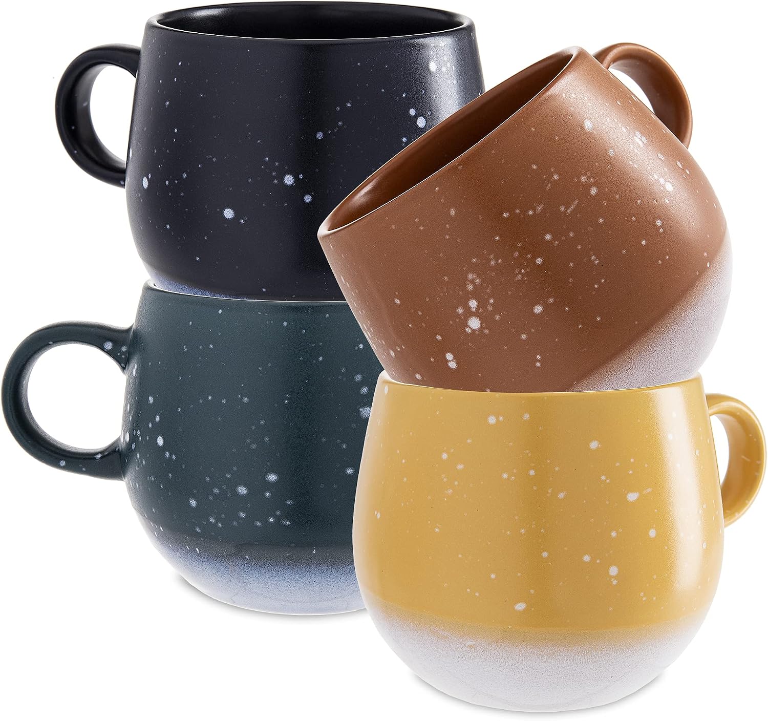 Amazon.com: Heartland Hive Set of 4 Stoneware Coffee Mugs- Bright and ...