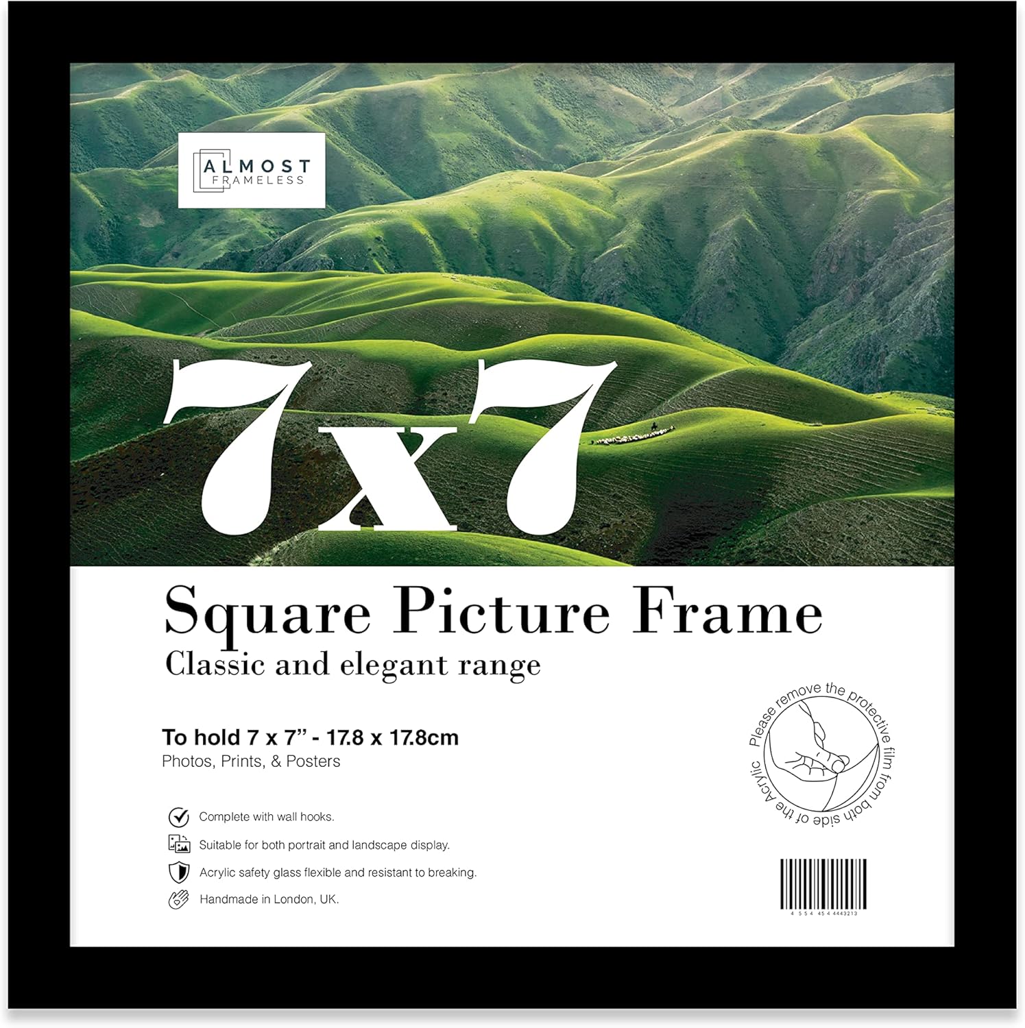 7x7 Inch Black Square Thin Photo Frame Wall Mountable and Freestanding ...