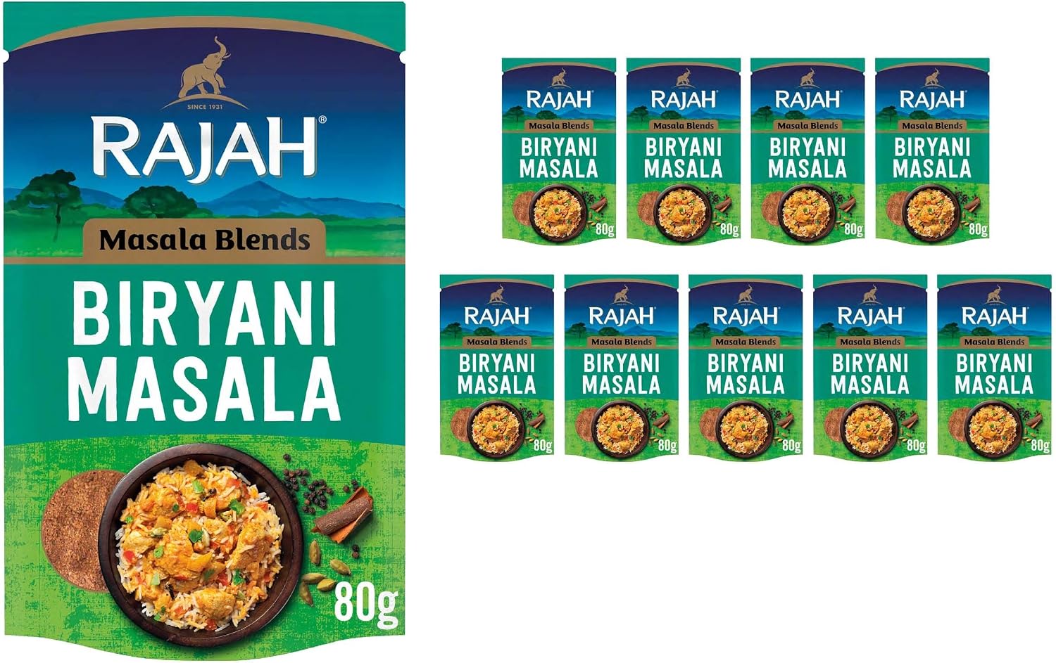 Rajah Spices Biryani Masala | Rice Biryani Masala | (10 x 80g) : Amazon ...