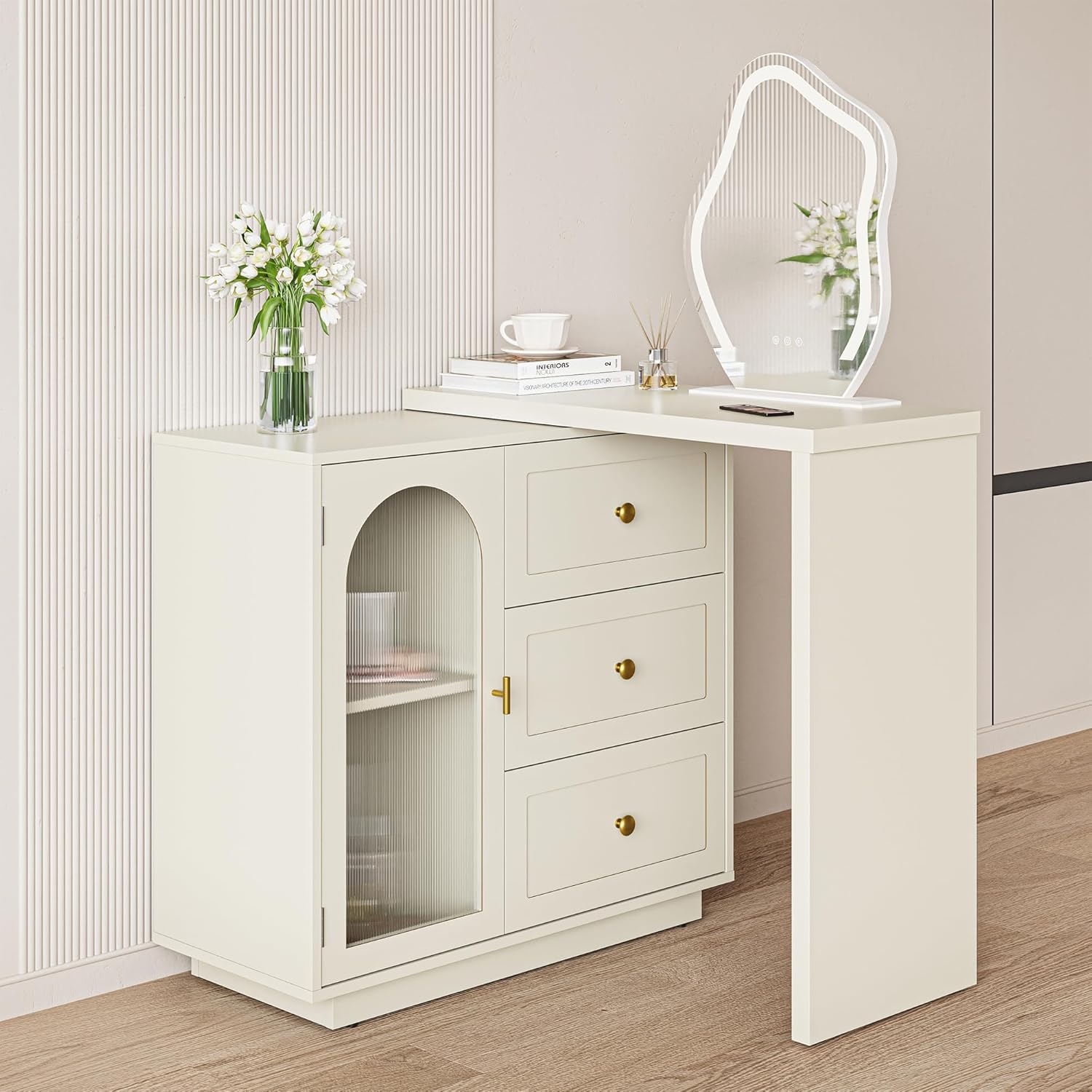 Amazon.com: May in Color Makeup Vanity Desk, Extendable Corner Vanity ...