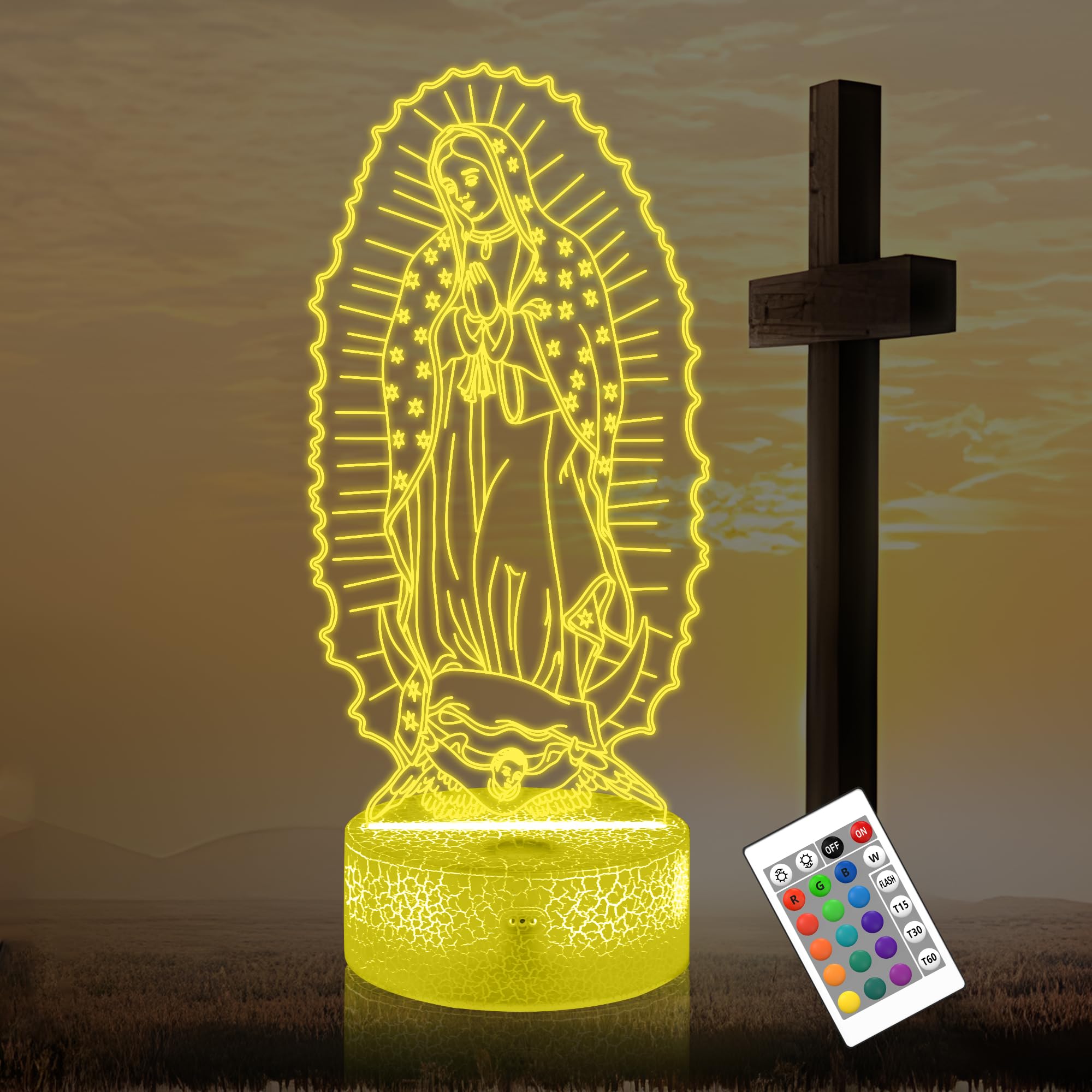 OkiyiD Catholic Gifts for Women, Virgin Mary 3D Illusion Lamp LED Night ...