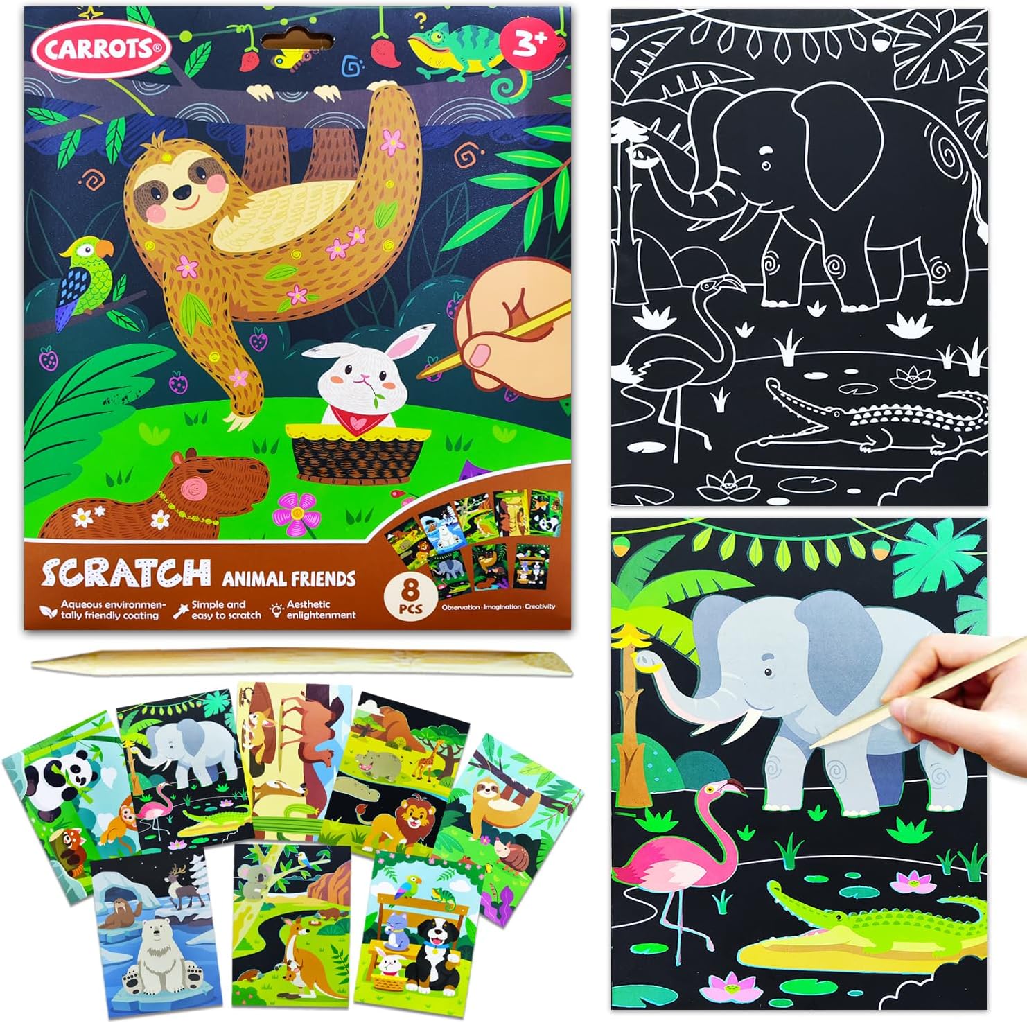 Amazon.com: BAOXUE Scratch Art for Kids,Black Rainbow Scratch Art Paper ...