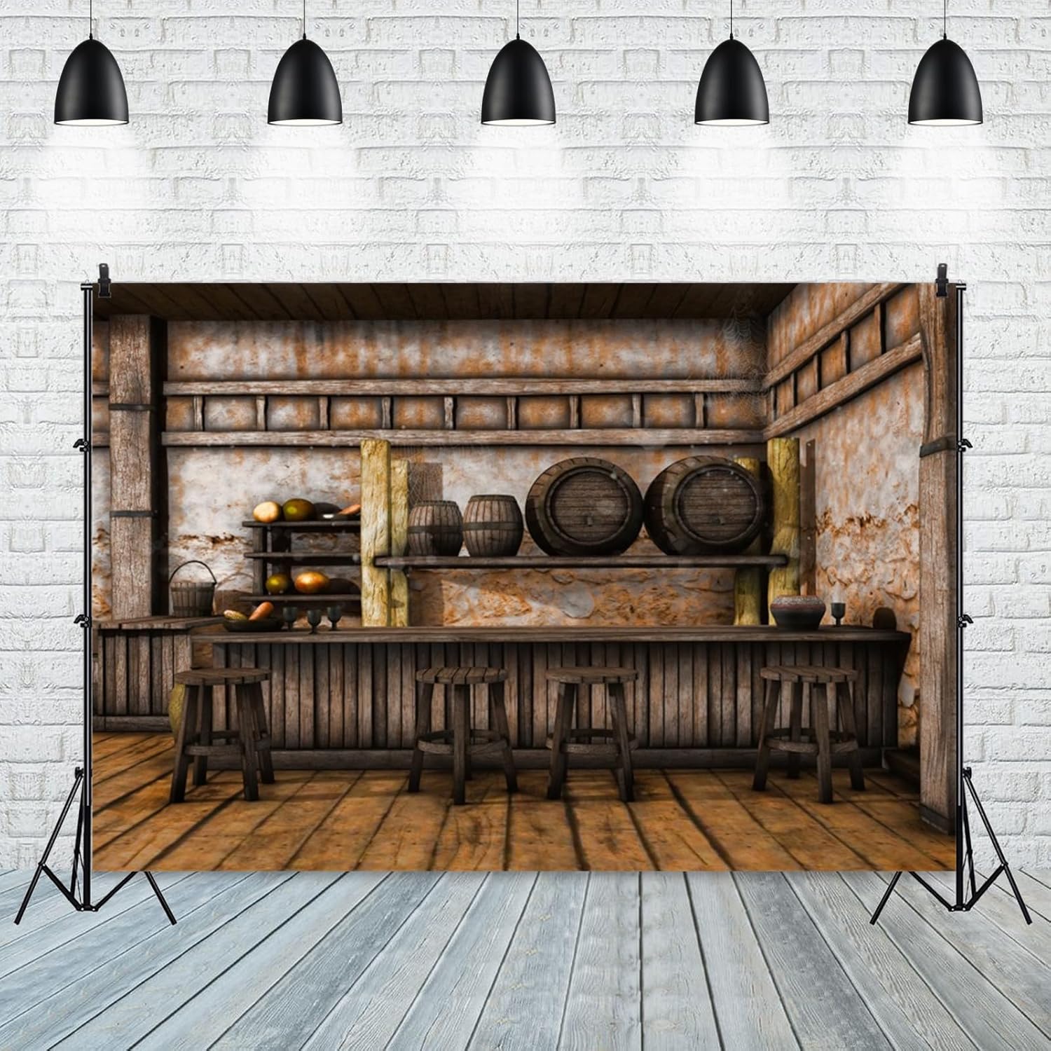 Amazon.com : Leowefowa 10x8ft Vinyl Shabby Saloon Tavern Interior ...
