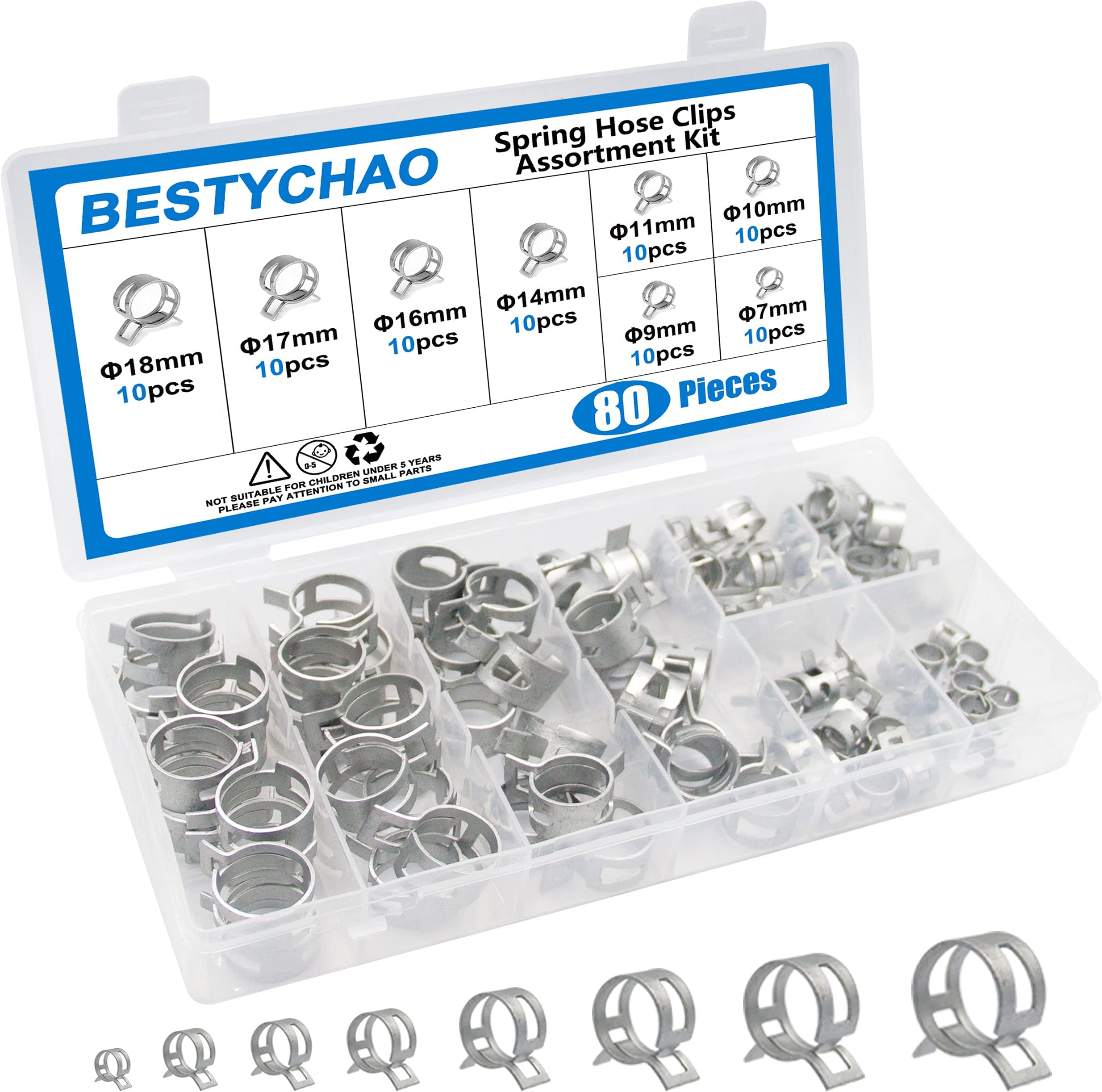 Glarks 80Pcs Spring Band Type Clips Air Hose Tube Water Pipe Fuel Pipe ...