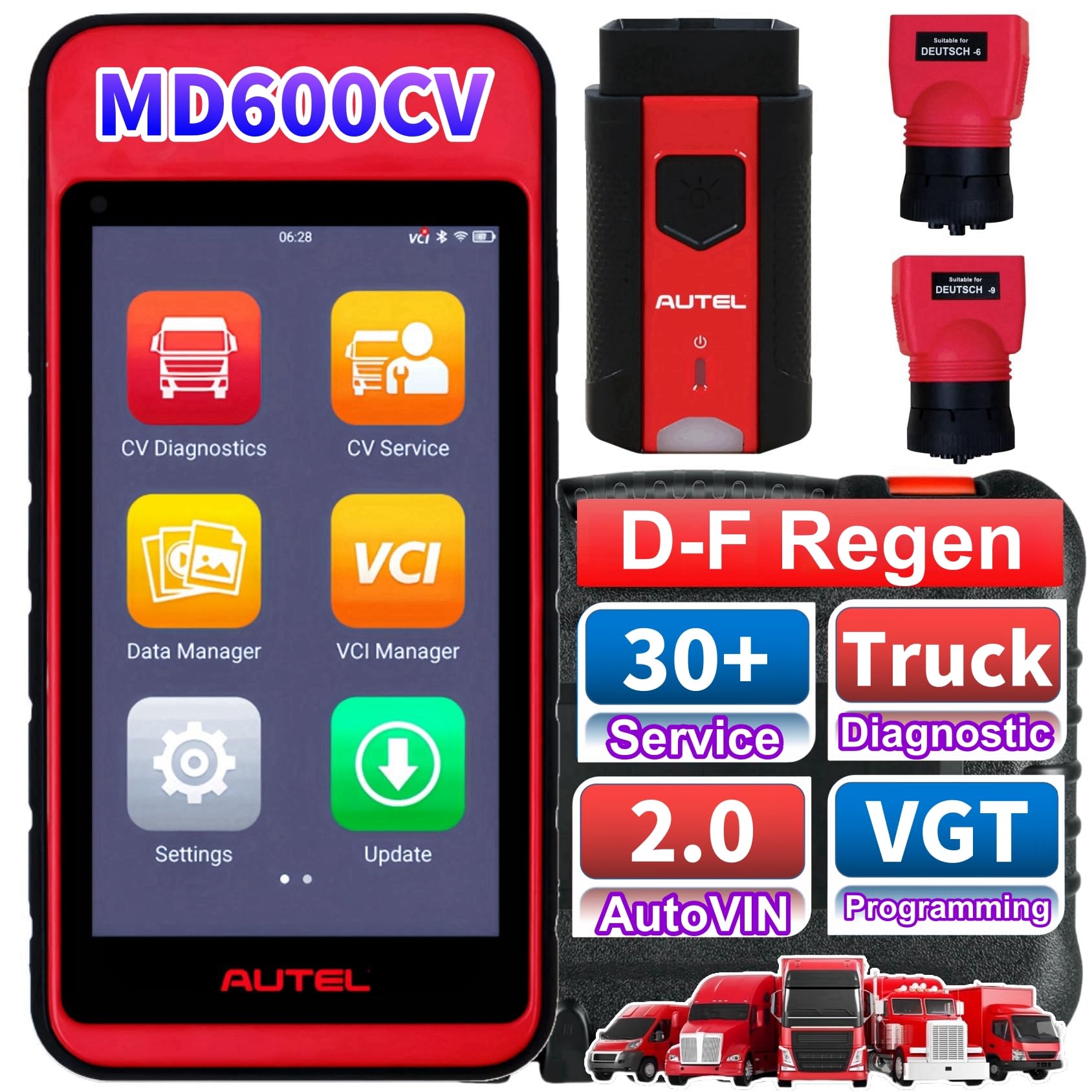 Amazon.com: Autel MaxiDiag MD600CV Heavy Duty Truck Scanner 2024 Diesel ...