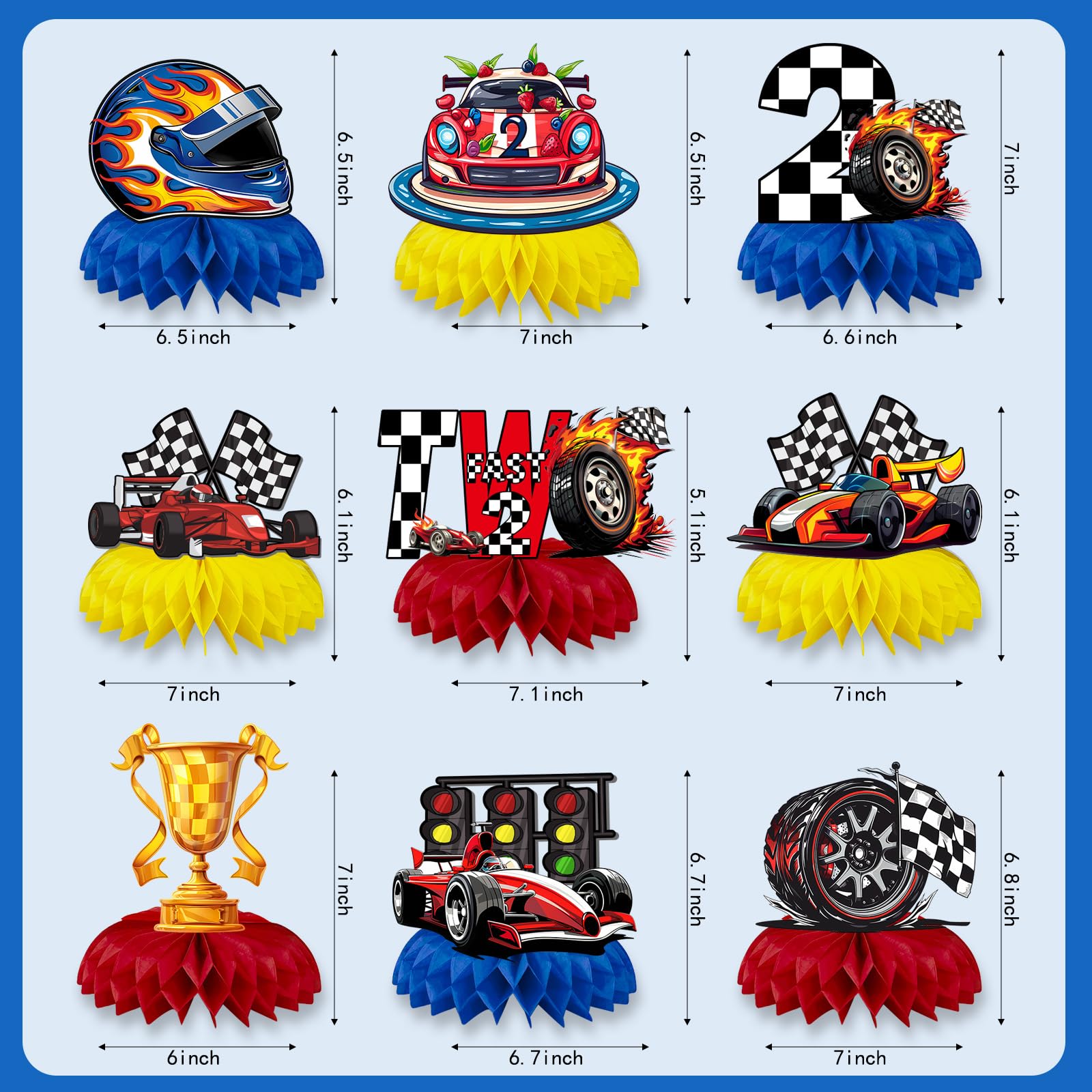 Snapklik.com : TONIFUL Two Fast Birthday Decorations Table Honeycomb ...