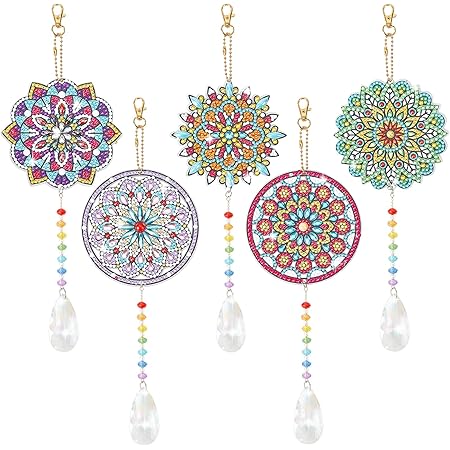 Amazon.com : Macarrie 3 Pack Diamond Painting Suncatcher Wind Chime ...