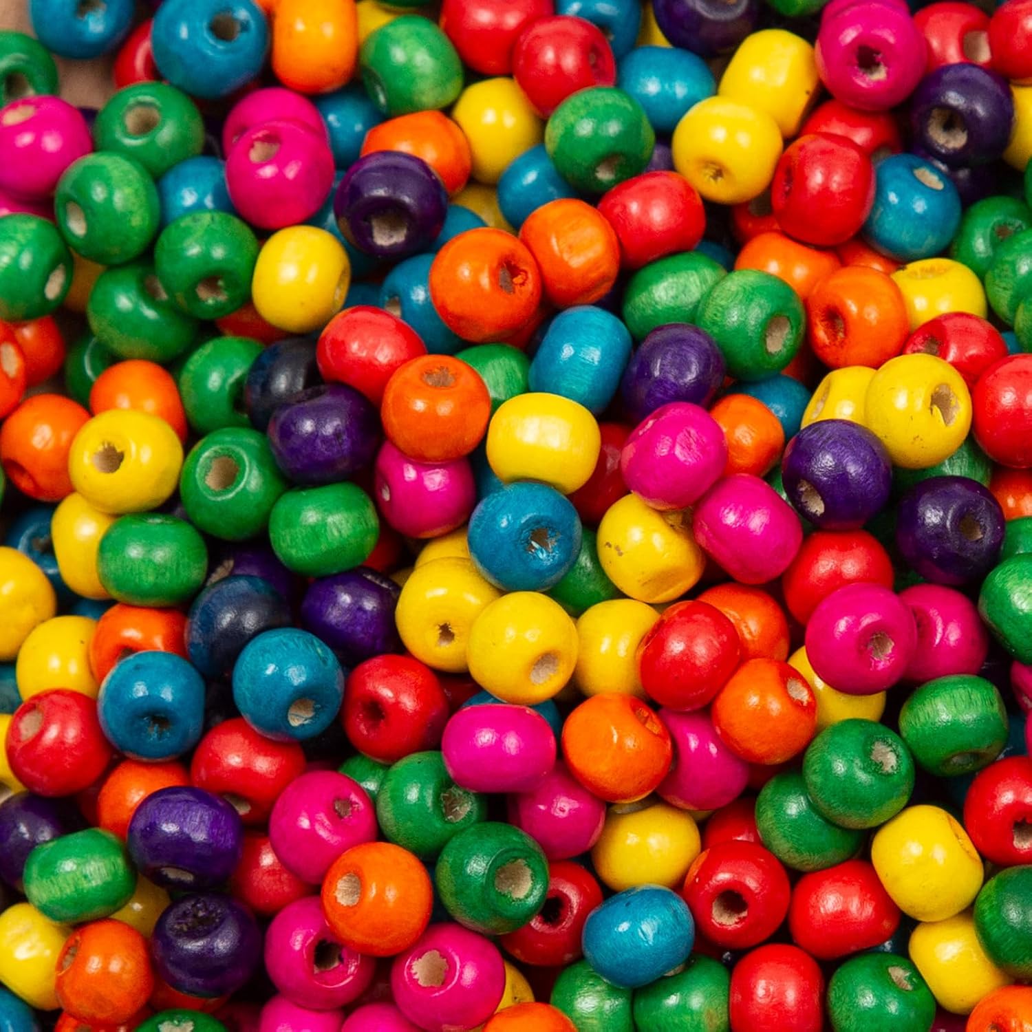 Amazon.com: Baiinjiene 600pcs Colourful Wooden Beads Round Paint 10mm ...